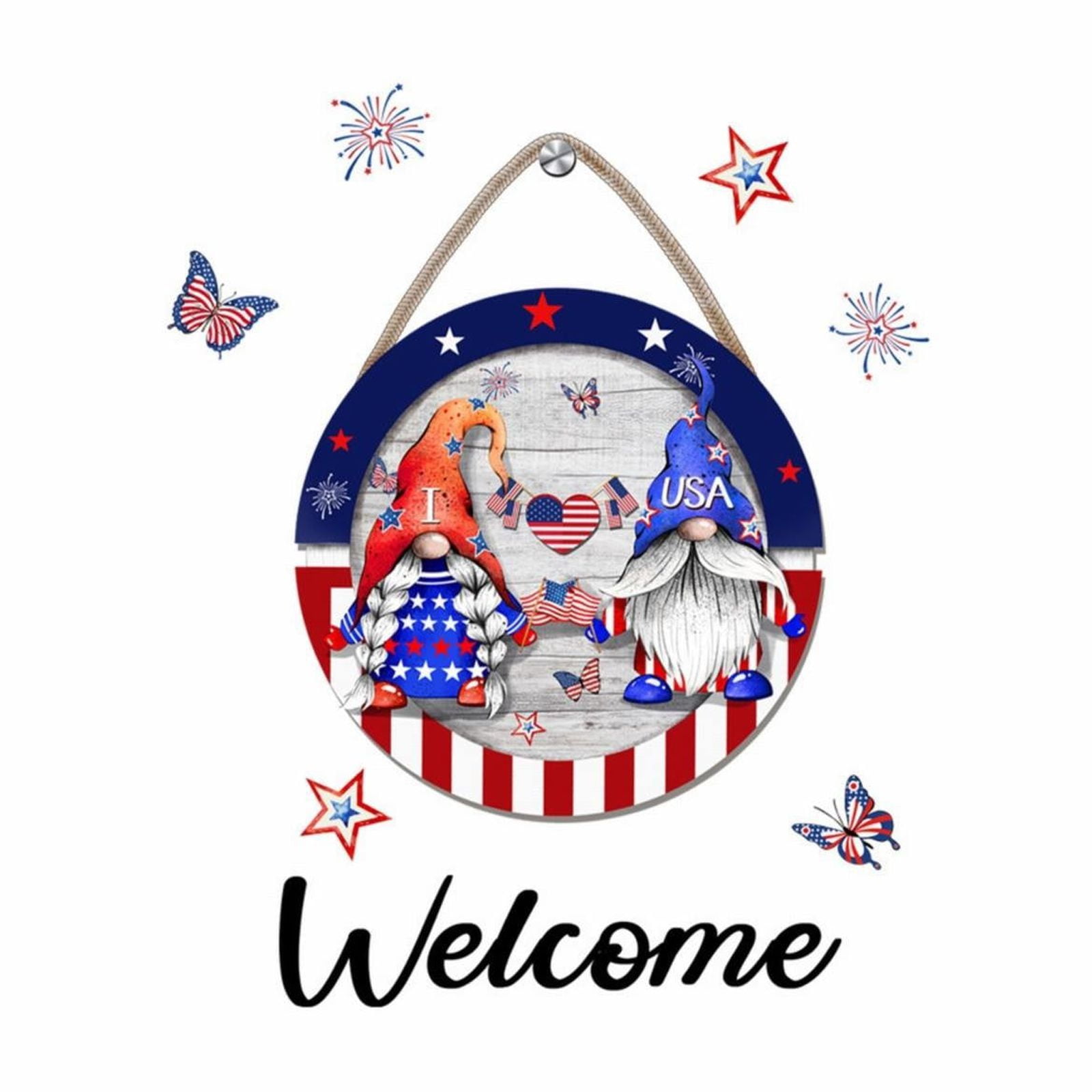 Uanit Independence Day Welcome Wall Sticker Sign Patriotic Wreath ...