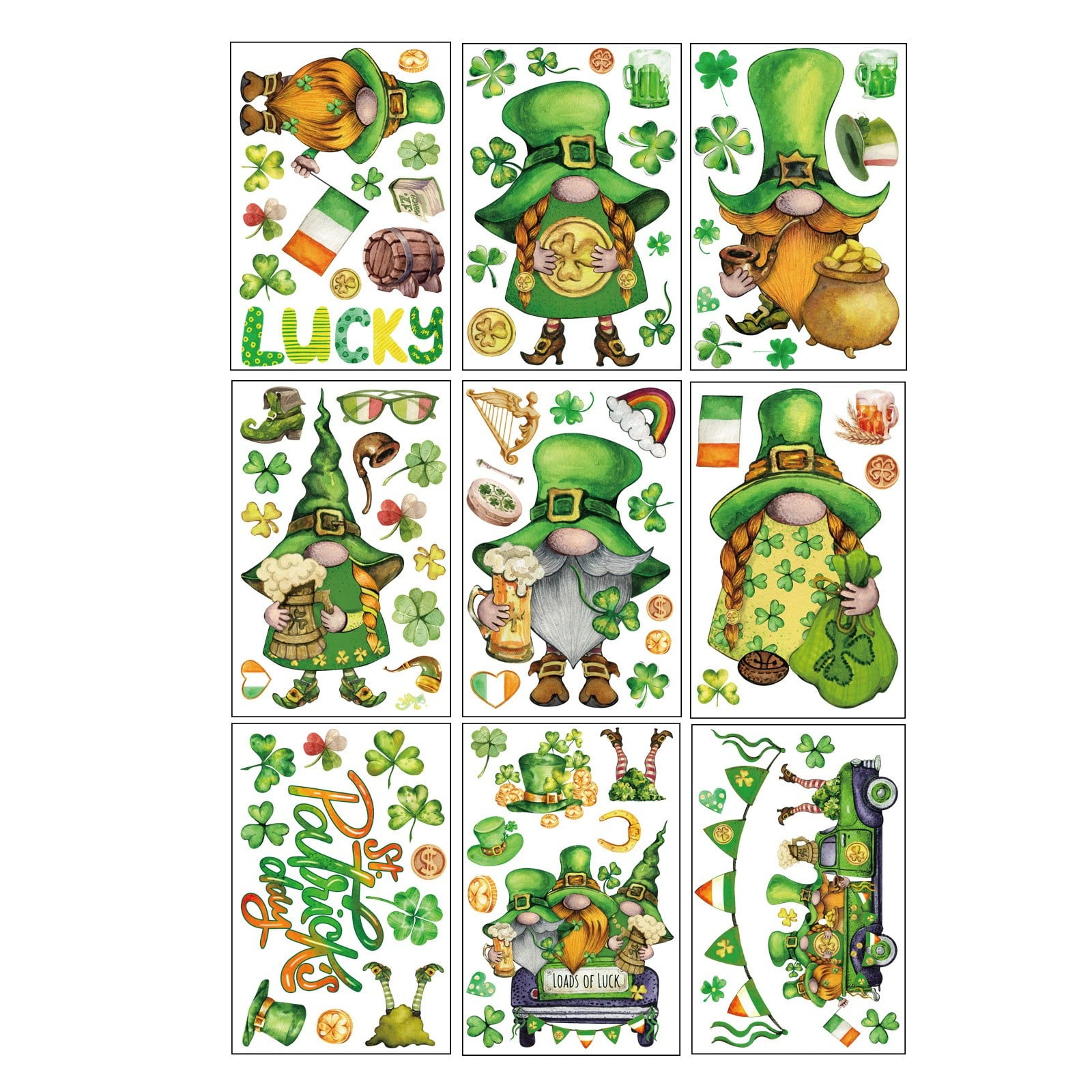 Uanit Irish Festival St Pat's Day Gnome Static Window Sticker Showcase ...
