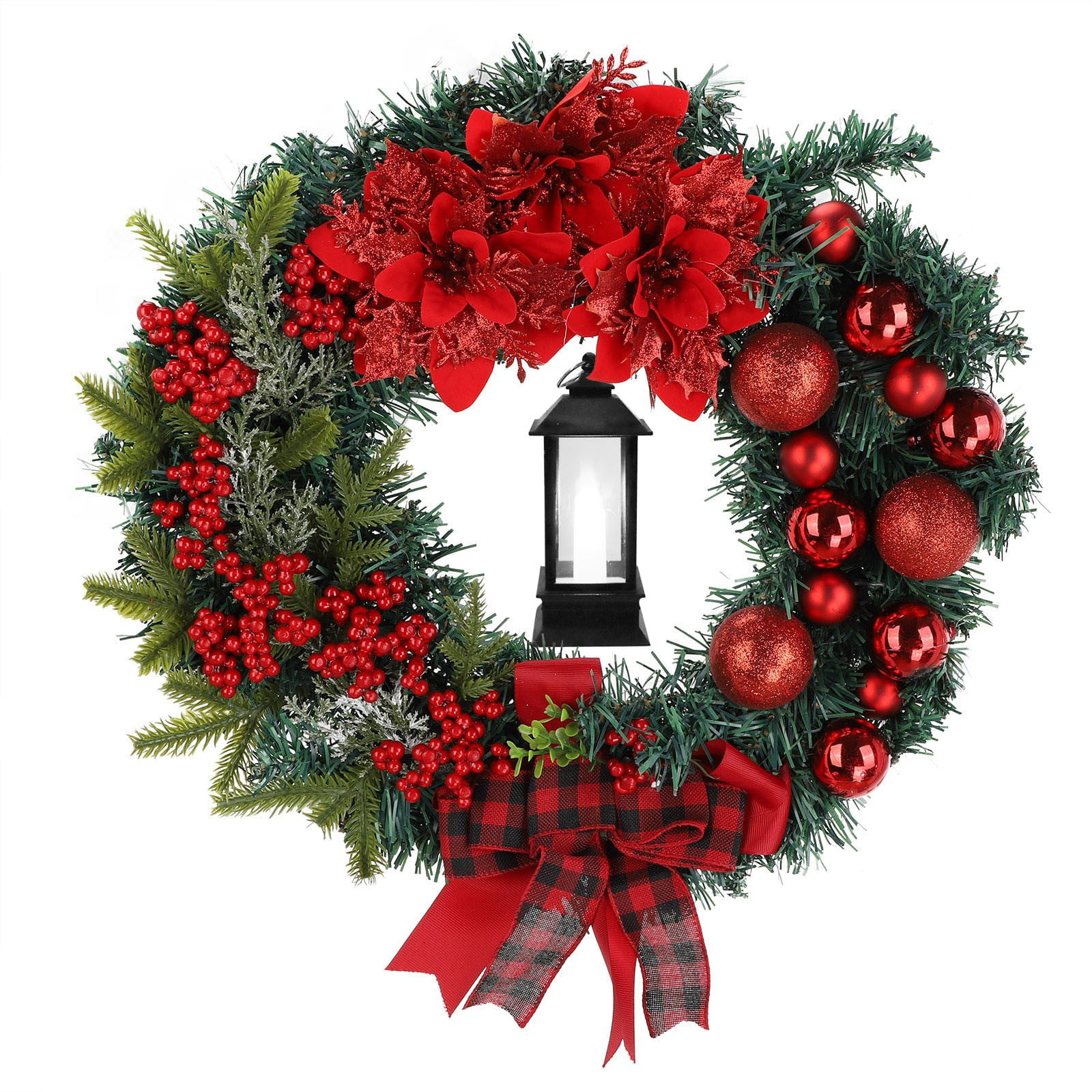 Uanit Jesus Mary Wreath Red Cross Star Lantern Christmas Wreath Bow Prayer Wreath Christmas ...