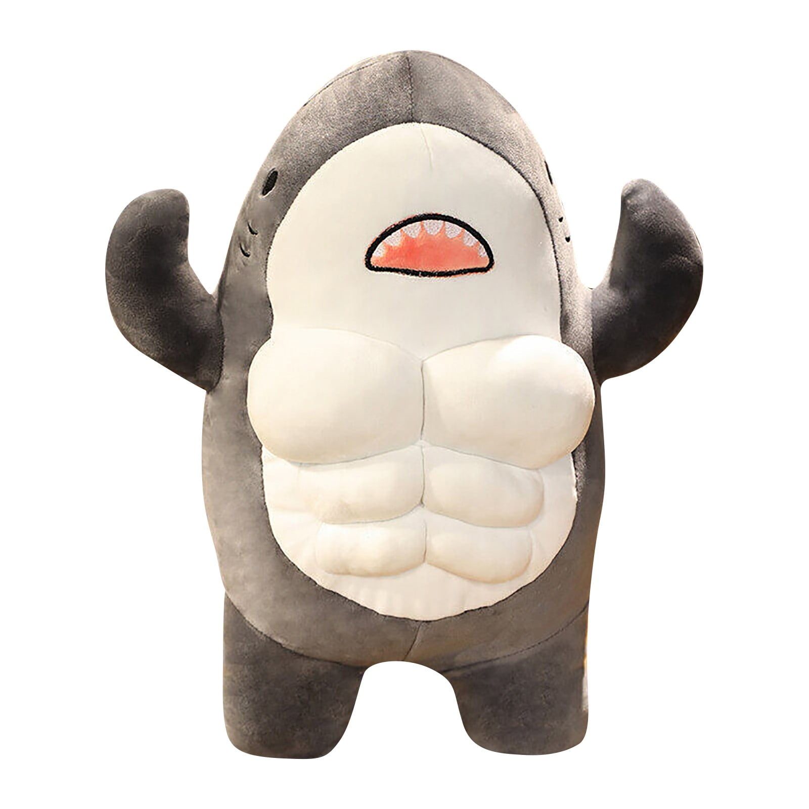 Uanit Kawaii Muscle Abs Teddy Bear Shark Buff Plush Cuddly Stuffed Animal Toy Figure 3D Muscle ...