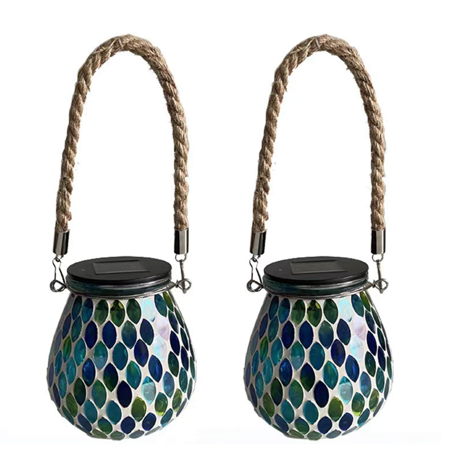 Uanit Mosaic Solar Jar Light Outdoor Balcony Corridor Desktop Mason Jar ...