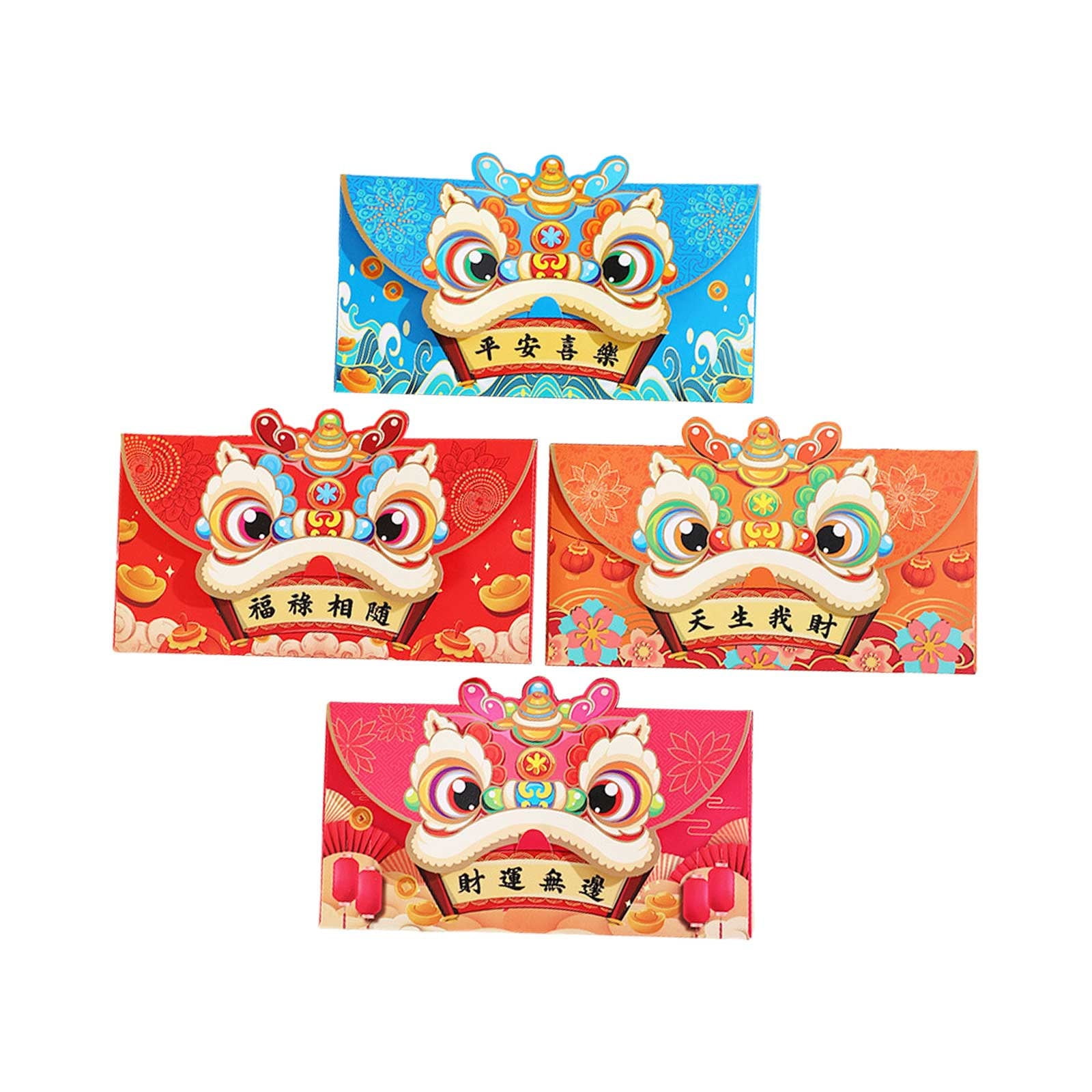 Uanit National Trend Lion Awakening Red Envelope 4 Pack Chinese New ...