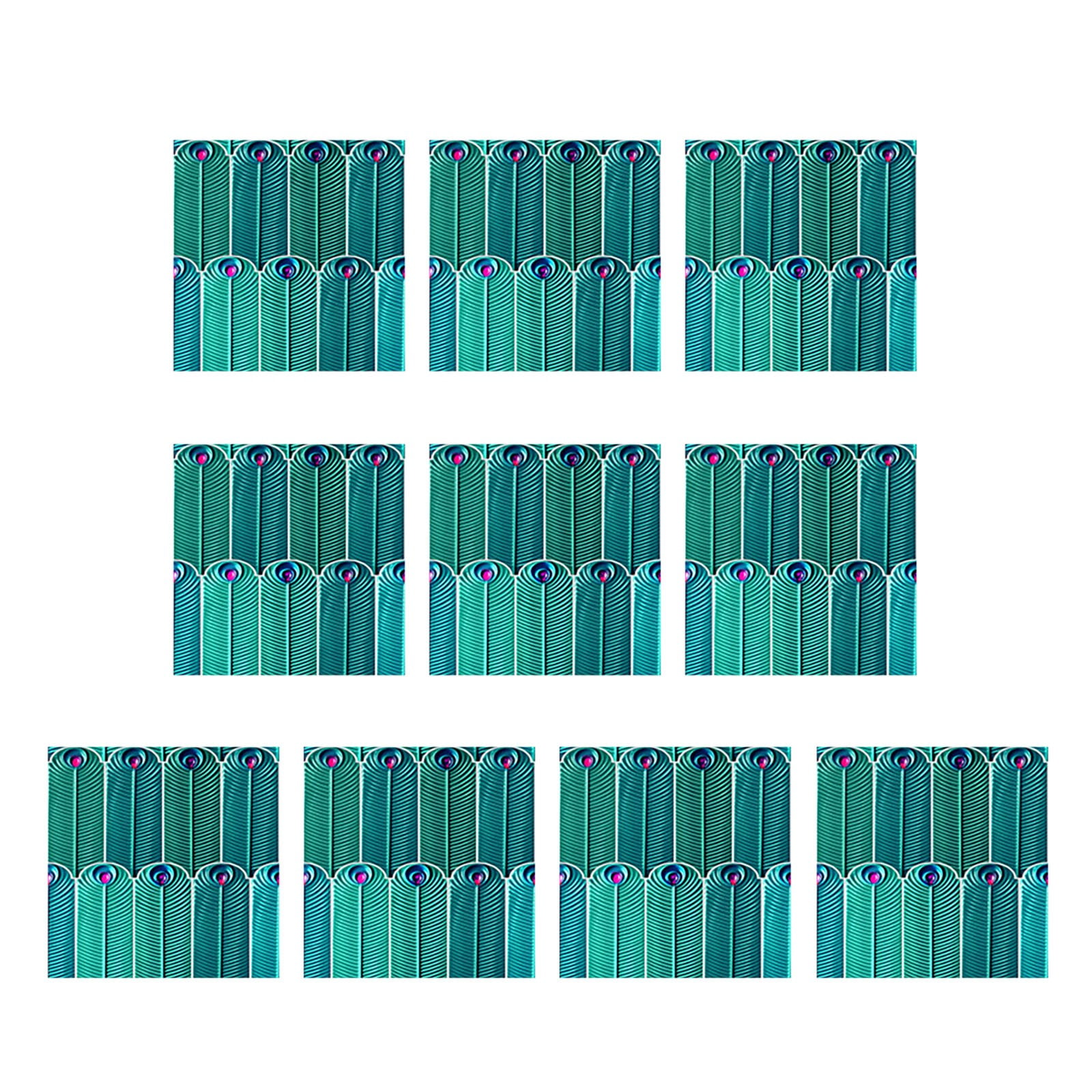 Uanit Retro Peacock Feather Texture Visual Tile Stickers 10 Pieces ...