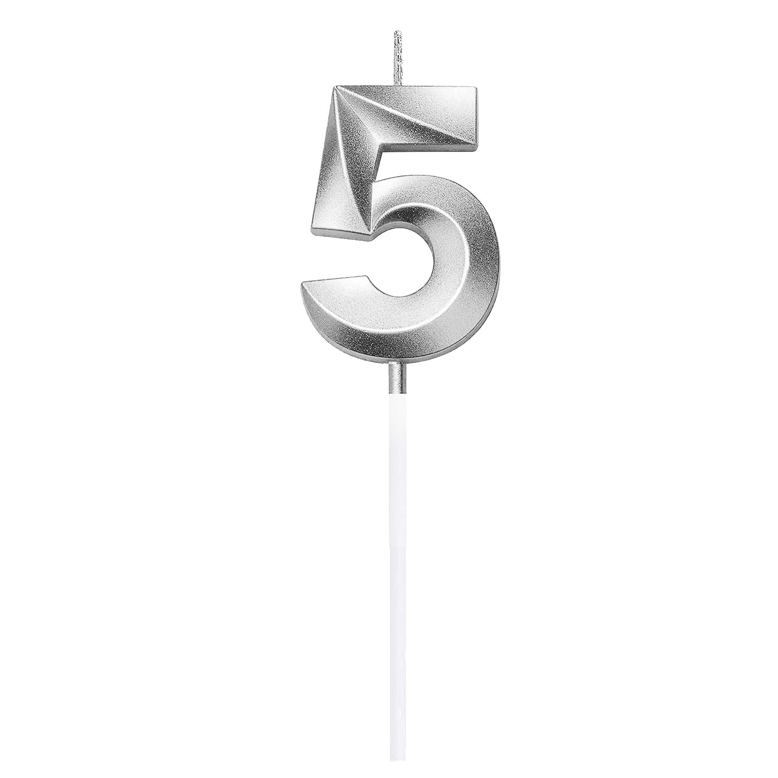 Uanit Silver Number Birthday Candles 3D Diamond Shape Number Happy ...