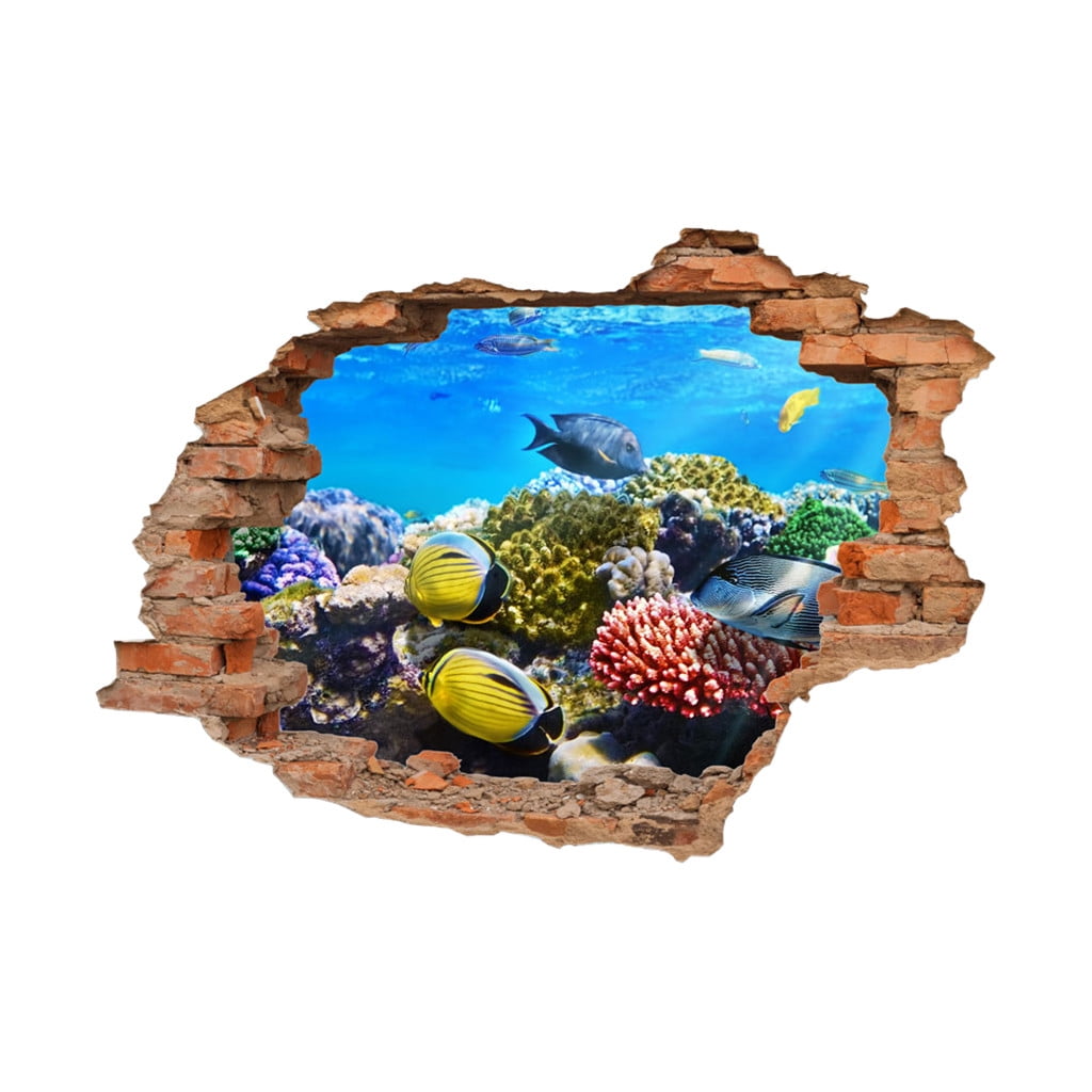 Uanit Simulated Broken Wall Through 3D Sticker Fake Window Living Room ...