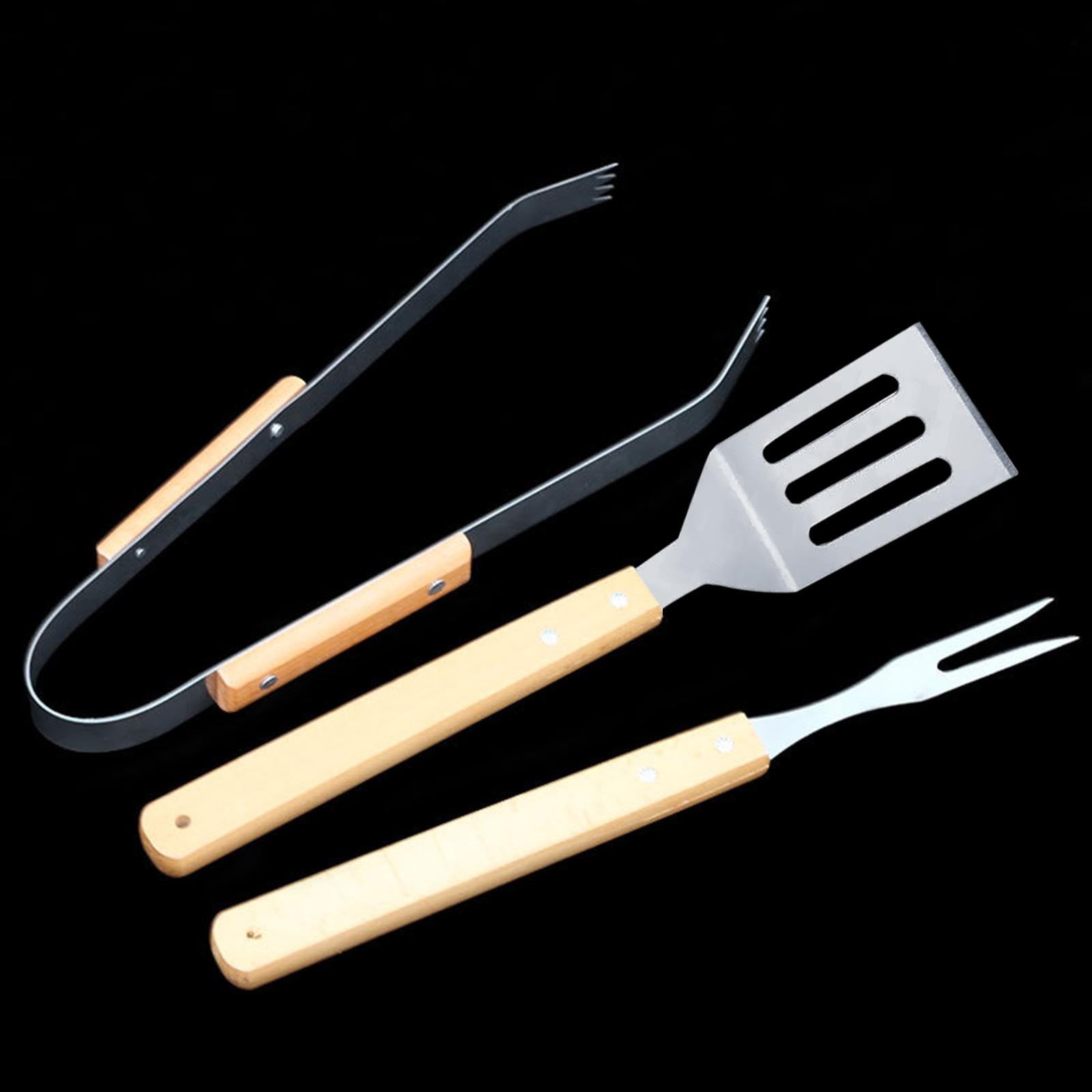 Uanit Stainless Steel BBQ Tool Set Wood Handles Heavy Duty Grilling ...