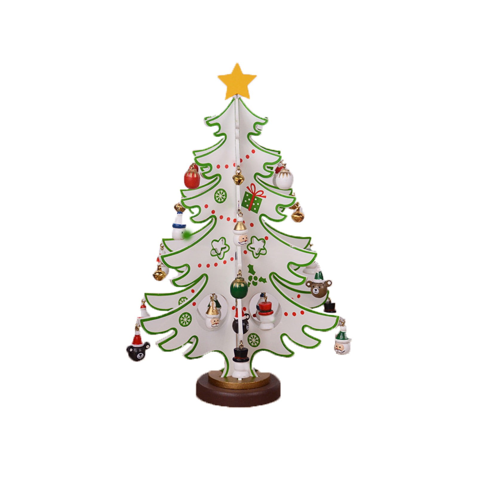 Uanit Wooden Christmas Tree Tabletop Decorations, White, Red and Green ...