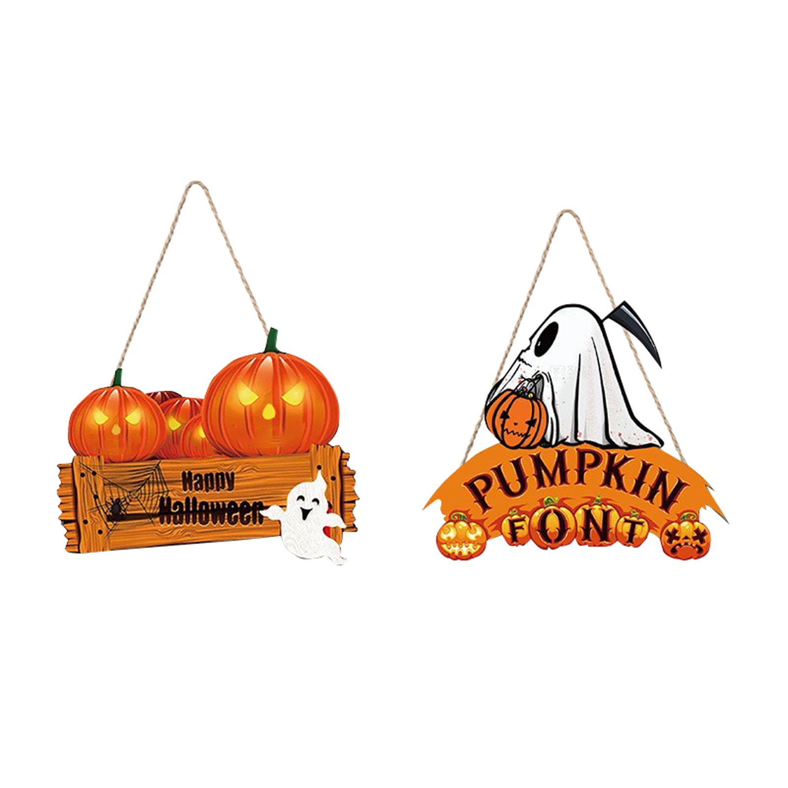 Uanit Wooden Decorative Small Hanging Door Sign Halloween Pumpkin Bat ...