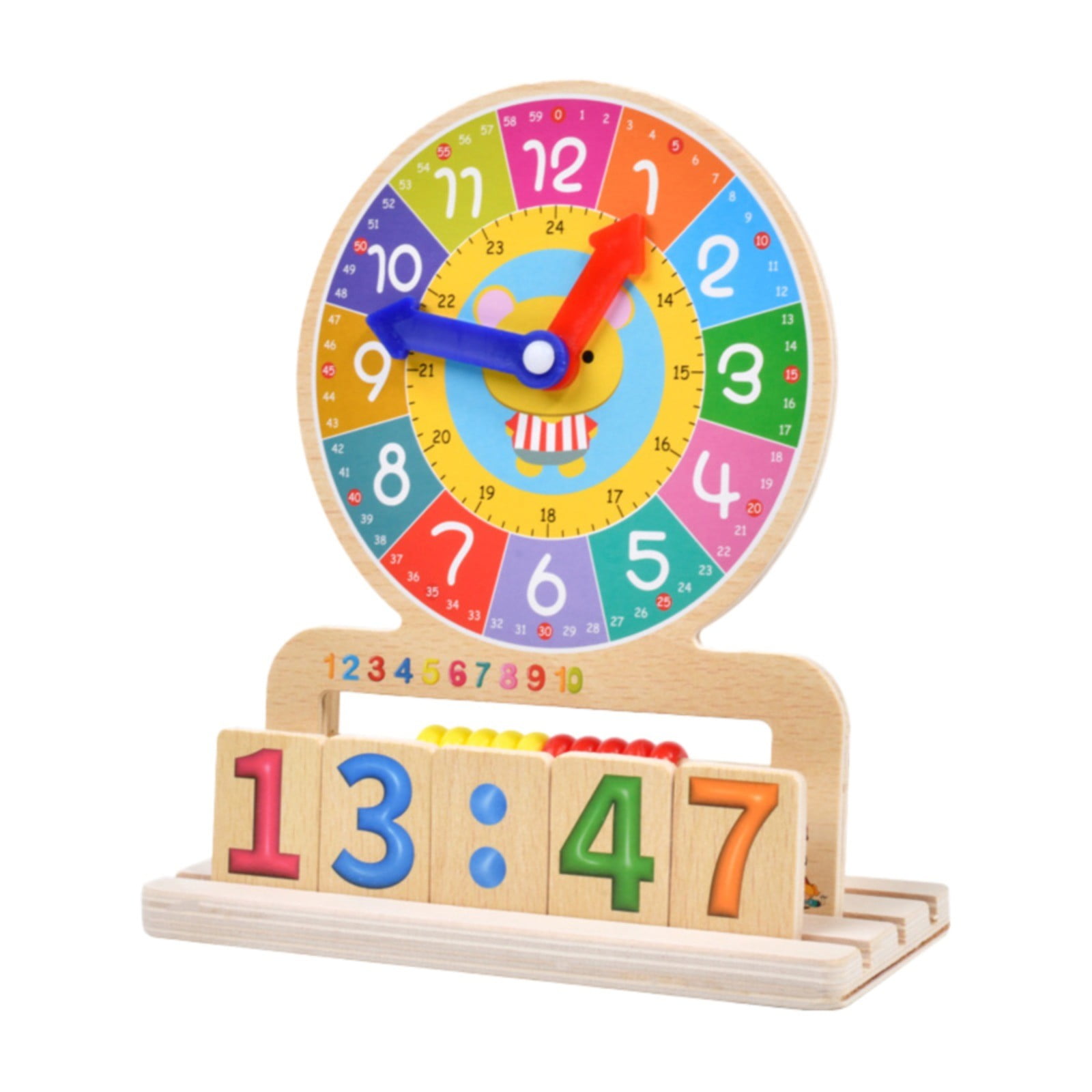 Uanit Wooden Teaching Clock for Kids Montessori Time Learning Toy ...