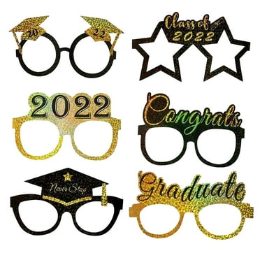 Xeyise 6 Pairs 2024 Graduation Glasses Set Sparkling Reusable ...