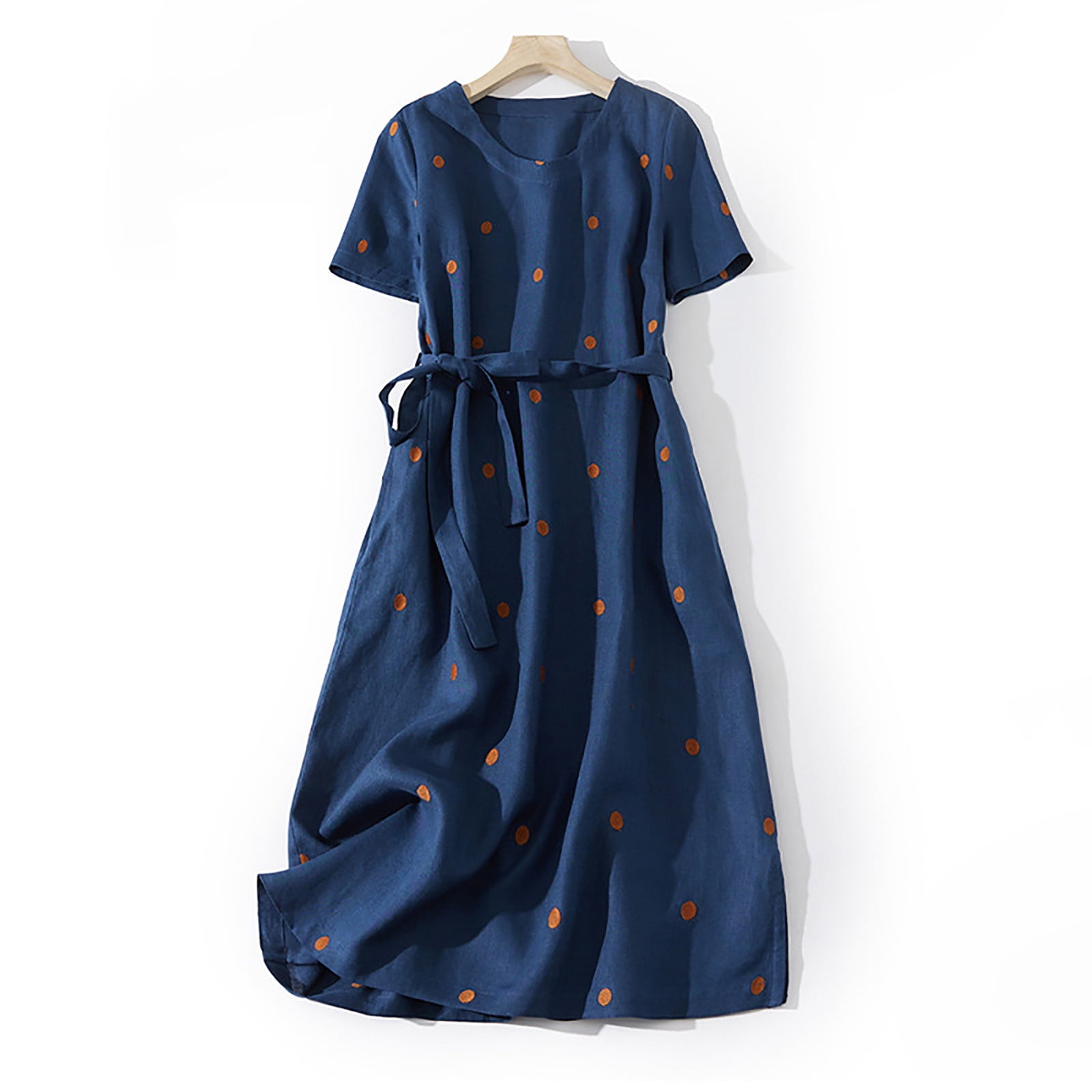 Uaswgudfs 2025 Women's Summer Casual Short Sleeve Midi Dress - Polka ...