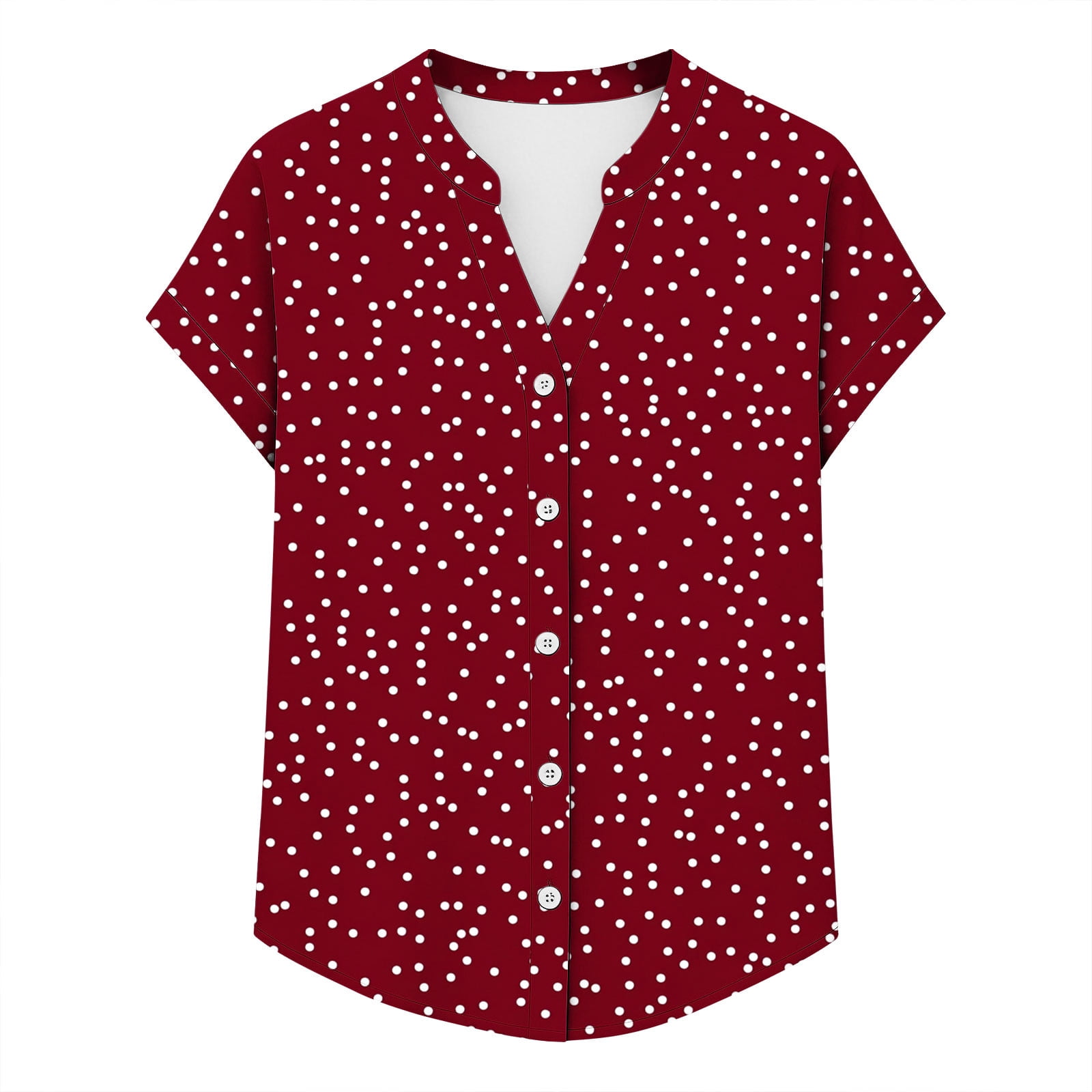 Uaswgudfs Going Out Tops for Women Polka Dot Print V Neck Blouse Loose ...