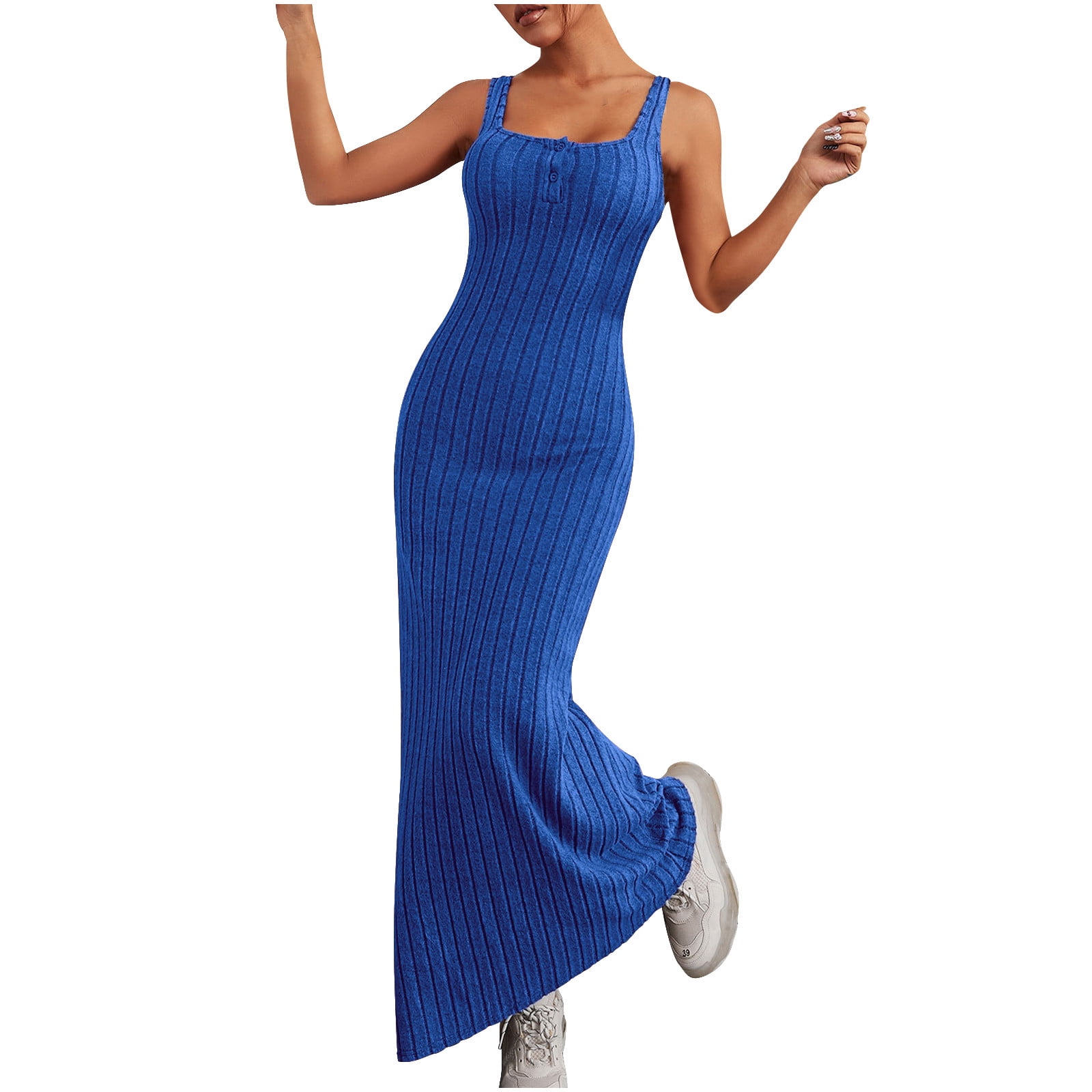 Uaswgudfs Sleeveless Vertical Stripe Midi Sundress - Summer Dresses for ...
