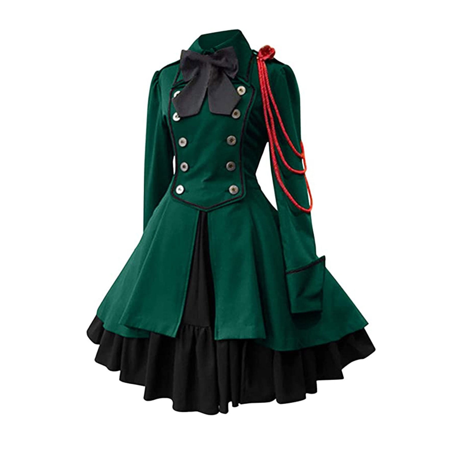 Uaswgudfs Women Girls Gothic Dress Long Sleeve Multi Layers Classic ...