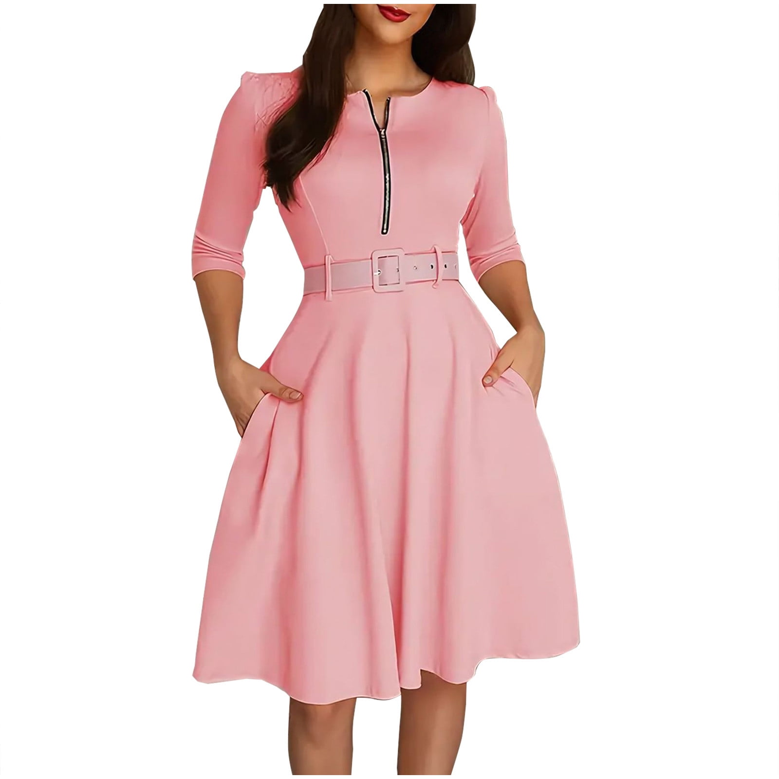 Uaswgudfs Women's Casual Flowy Midi Dress - A-Line Silhouette with ...