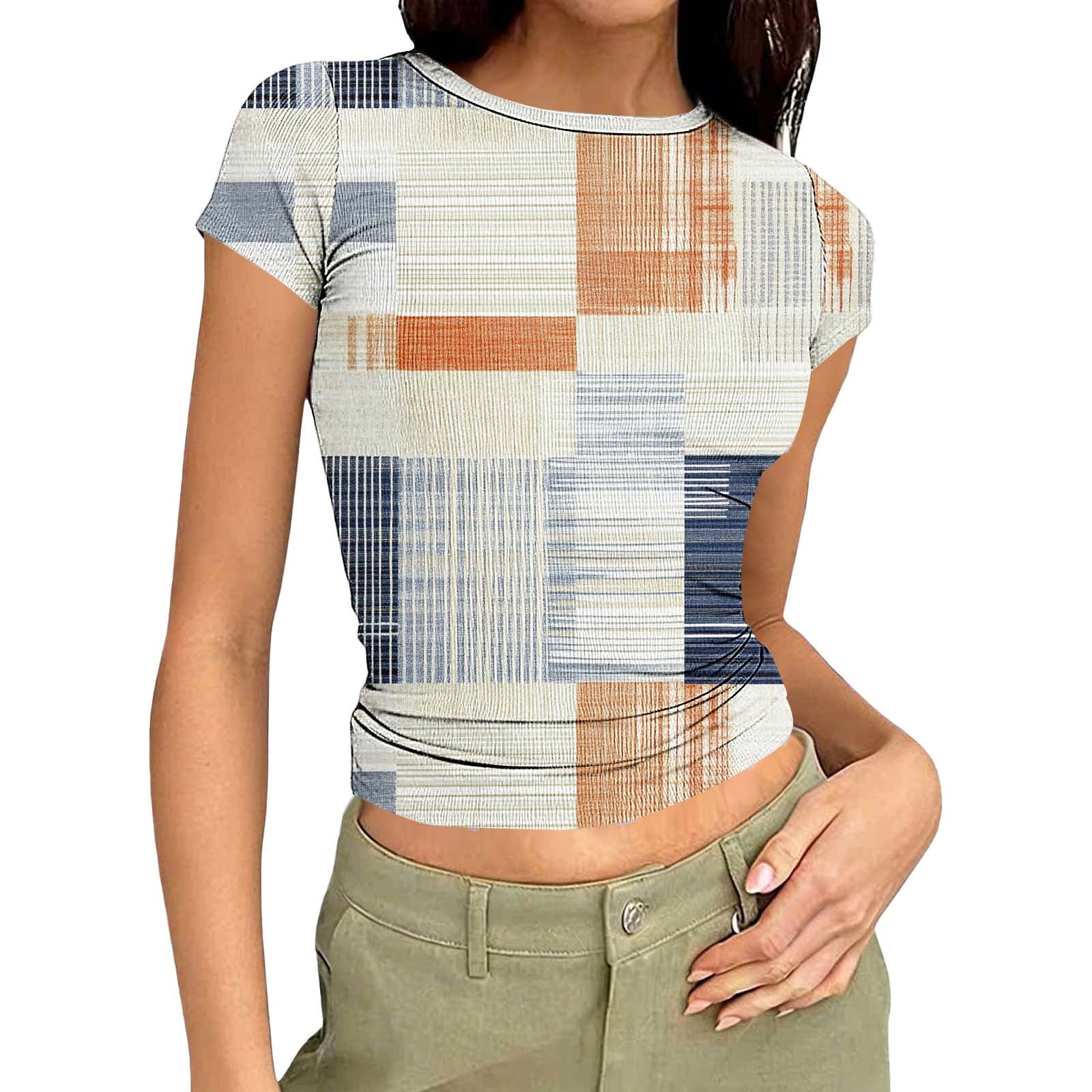 Uaswgudfs Women's Casual Star Print Round Neck Slim Fit Bodycon Knit ...