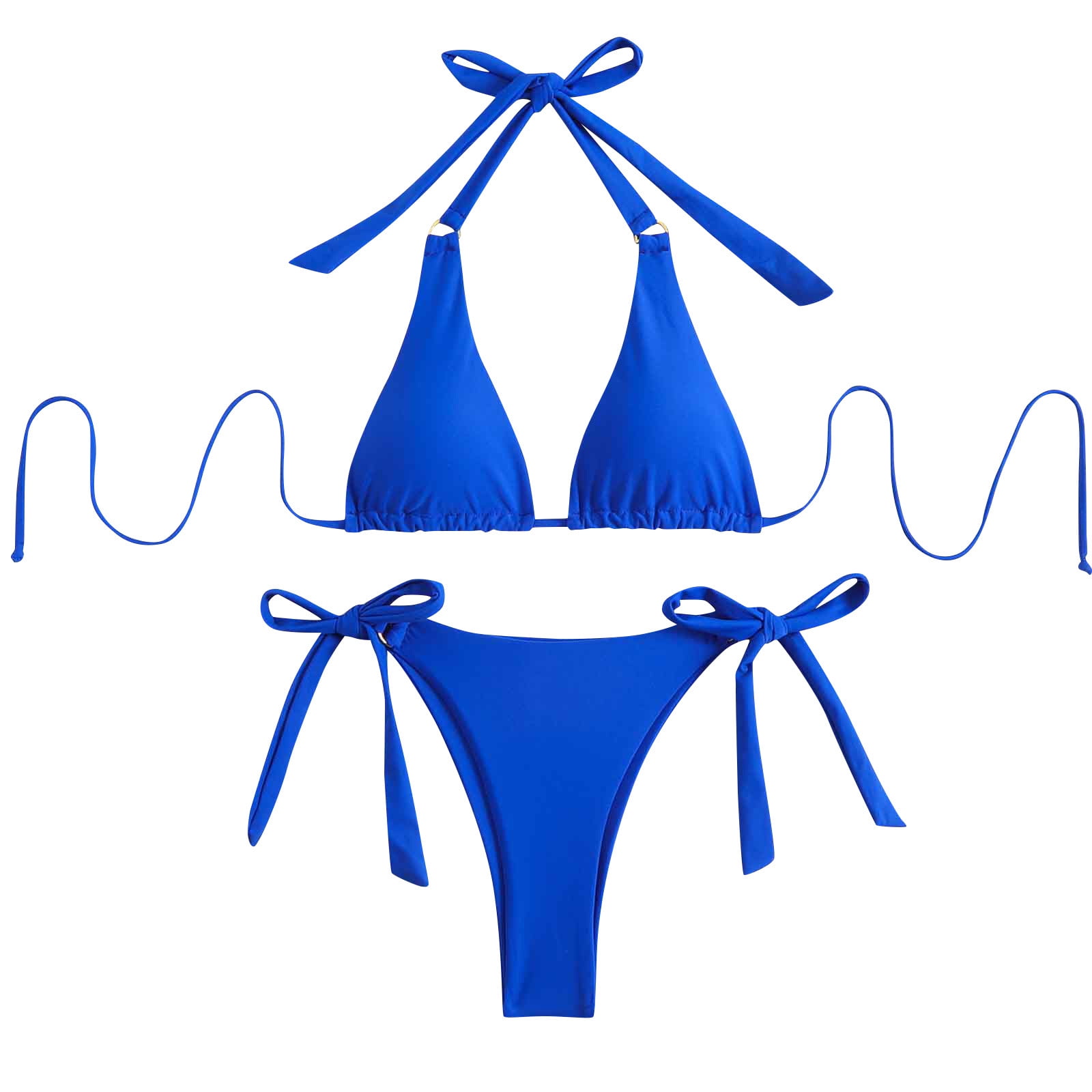 Uaswgudfs Women's Halter Neck Bikini Swimsuit Set with Bottoms and Bow ...