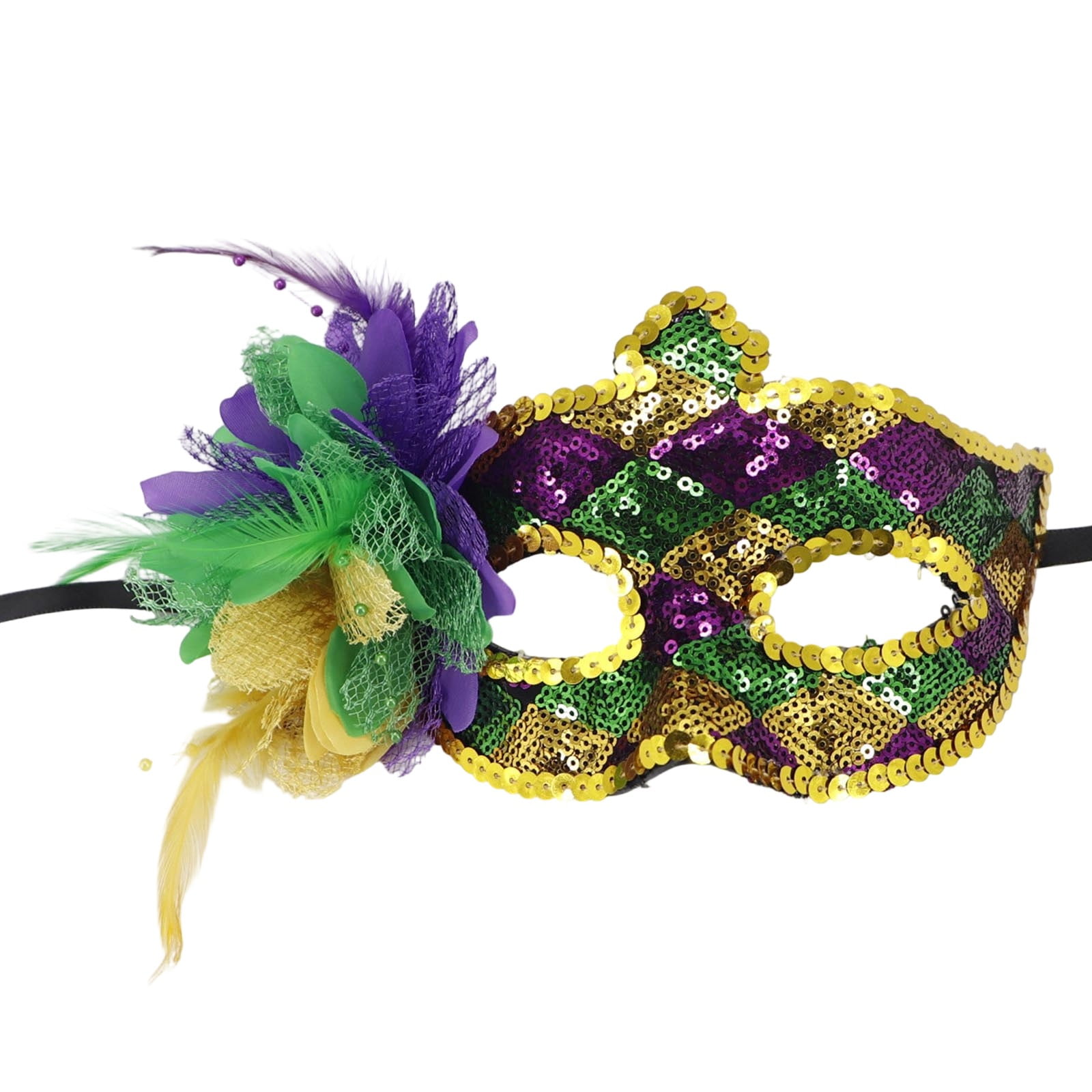 Uaswgudfs Women's Masquerade Mask with Feather Decor, Purple Green ...