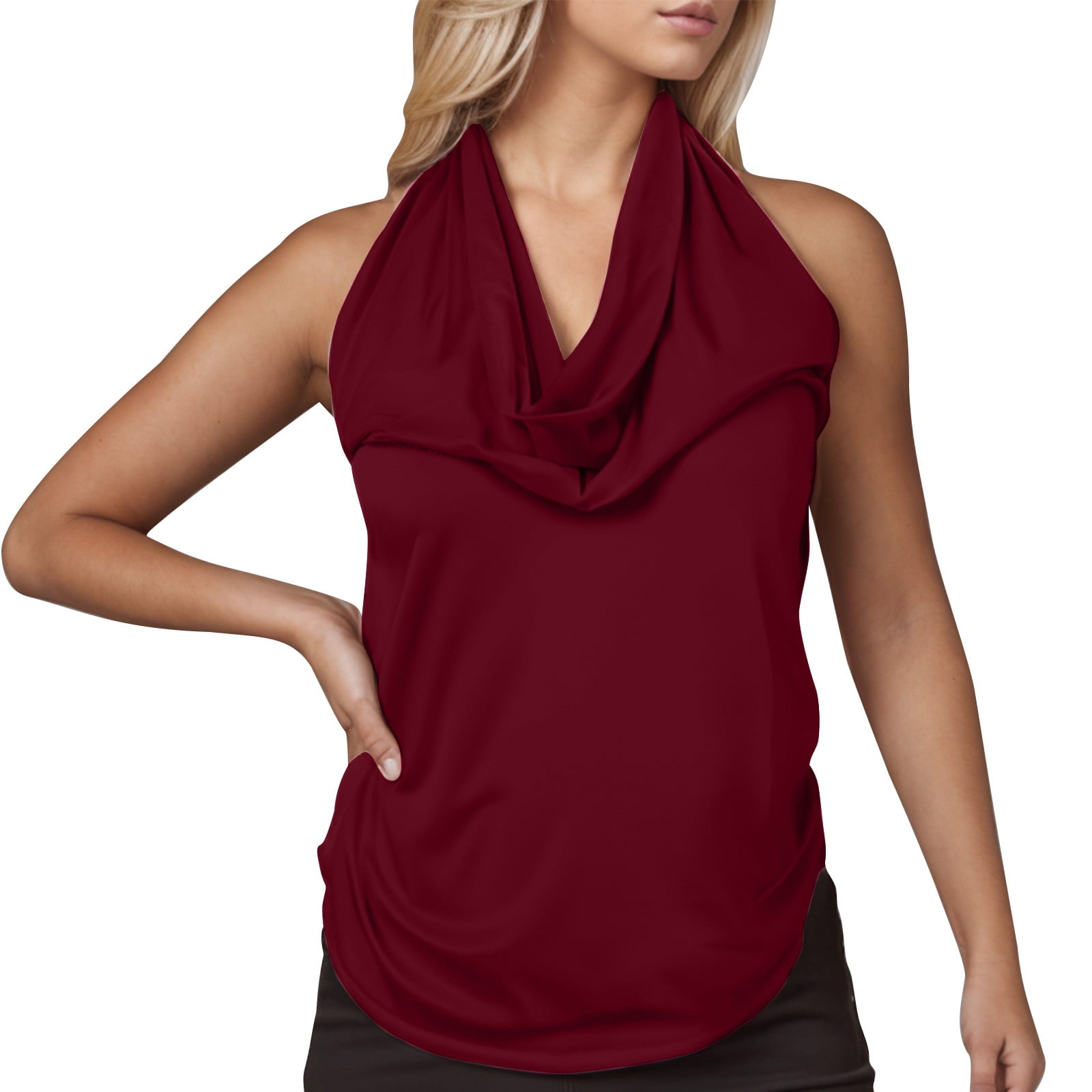 Uaswgudfs Women's Sexy Wrap-Neck Tank Top with Ruched Detailing ...