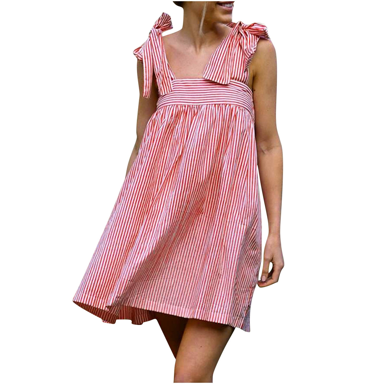 Uaswgudfs Women’s Sleeveless Square Neck Midi Dress - Floral Motif Tank ...