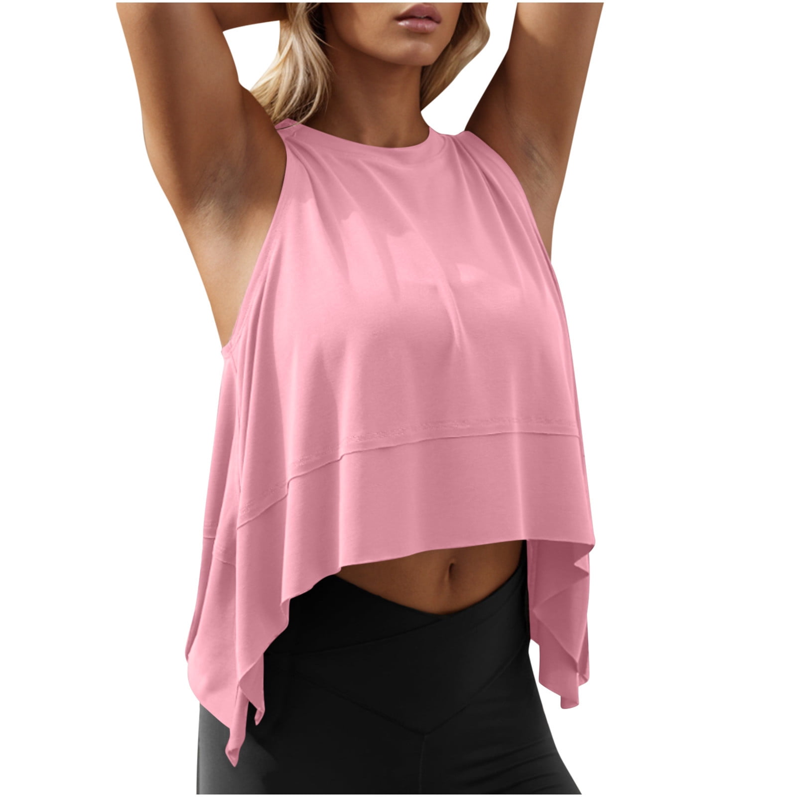 Uaswgudfs Women's Trend Asymmetrical Tank Top with Tiered Hem ...
