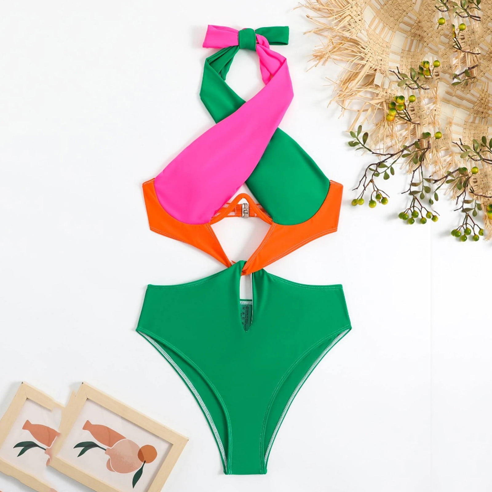 Uaswgudfs Womens One-Piece Swimsuit with Cross Strap Off-Shoulder ...
