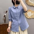 Uaswgudfs Womens Tops Solid Button Down Shirt Loose Cuffed Lapel Blouse ...