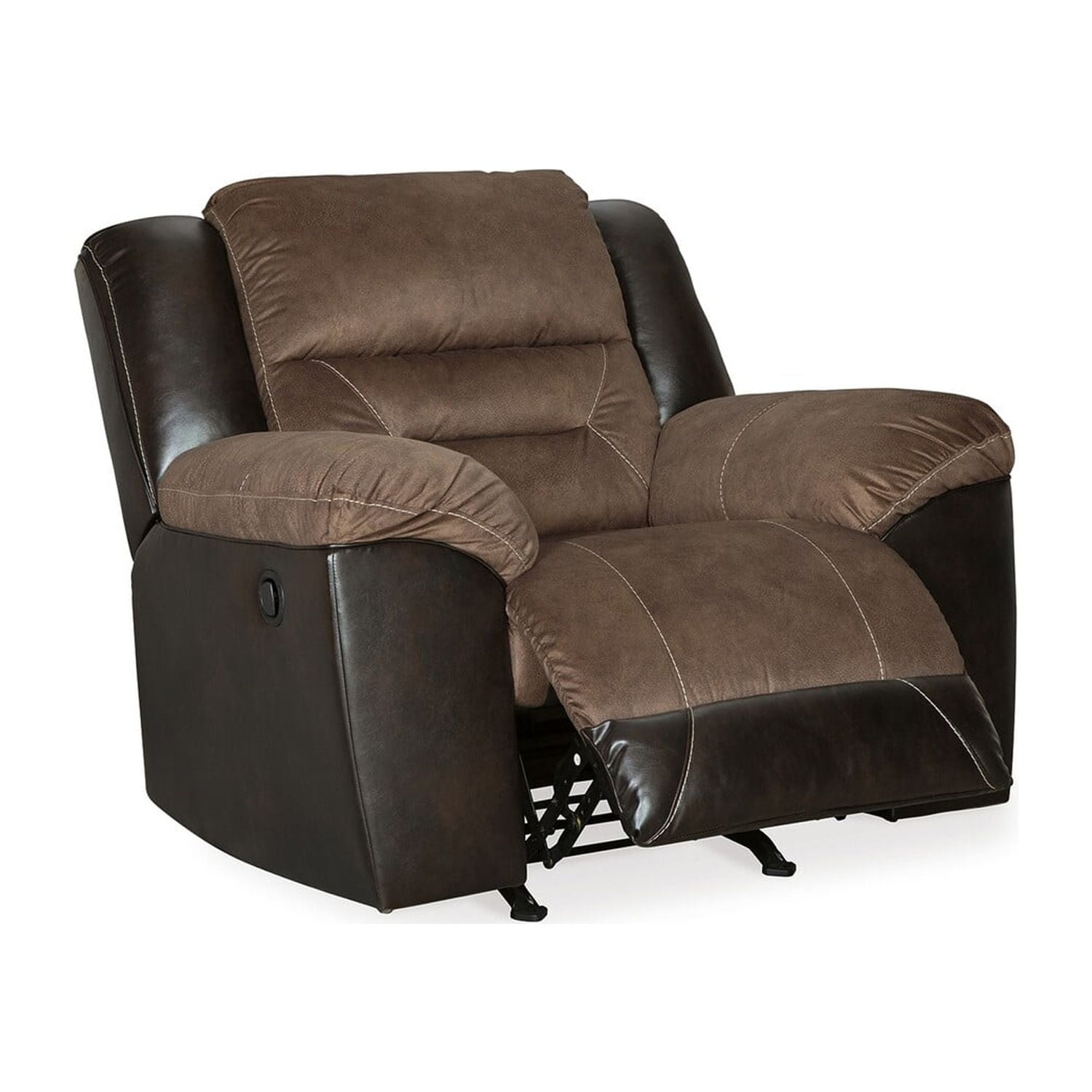 BenJara Uba 43 Inch Manual Rocker Recliner, Cushioned Brown Faux Suede and Leather - Walmart.com