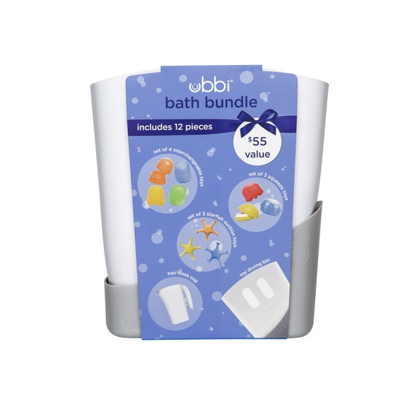 Ubbi Baby Bath Toy and Drying Bin Set, Baby and Toddler Bath Toy Set ...