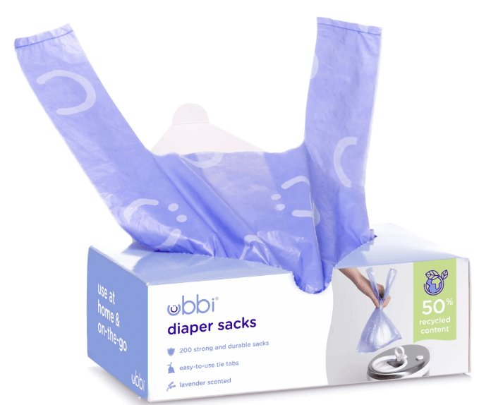 Ubbi Disposable Diaper Sacks, Lavender Scented, Easy-to-Tie Tabs ...