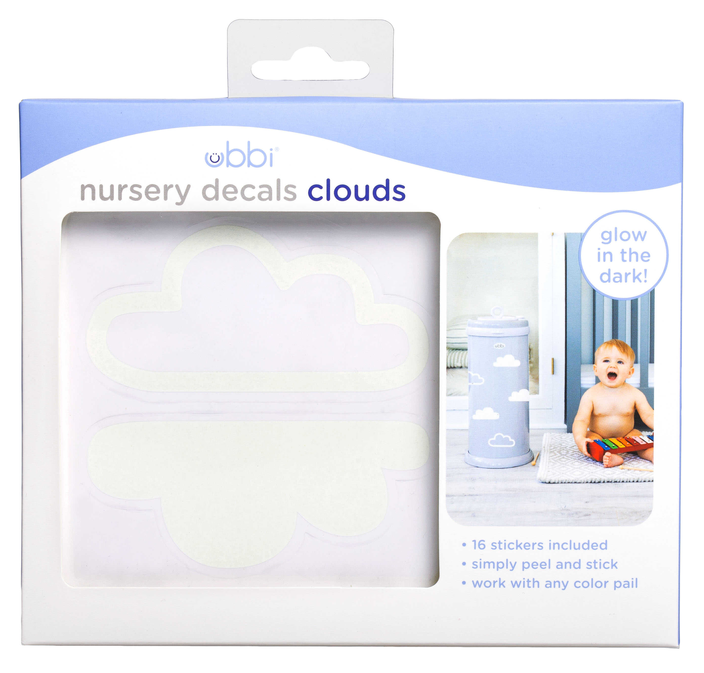 Ubbi Glow-In-The-Dark Cloud Stickers for Diaper Pails, Gray - Walmart.com