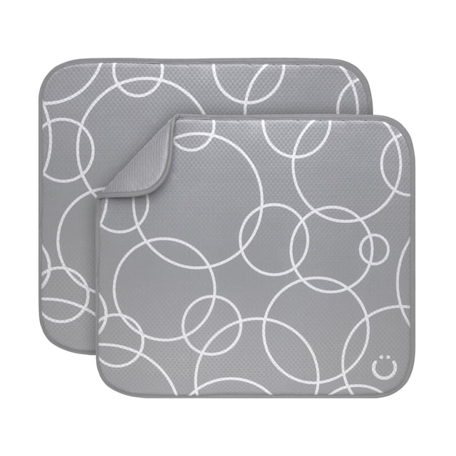 Ubbi Microfiber Kitchen Counter Dish Drying Mats, Gray, Set of 2 ...