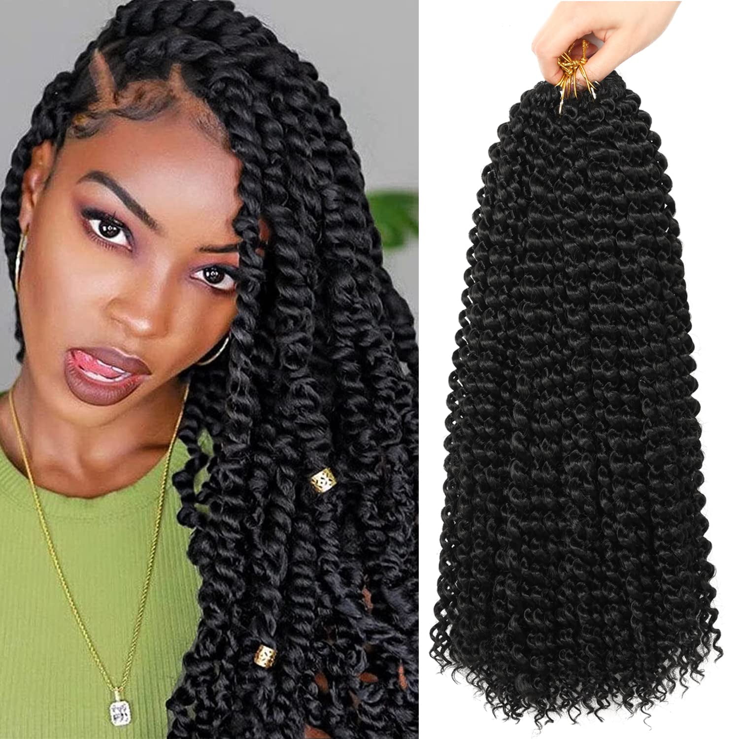 Ubeleco Passion Twist Hair IEF31 18 Inch 132 Strands Full Head Water ...