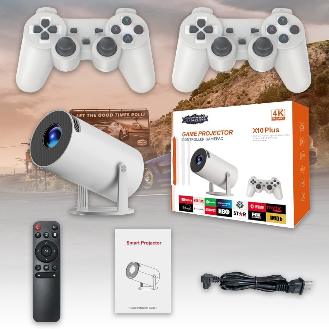 Uberwith X10 Plus Retro Game Console with Projector, Plug and Play TV ...