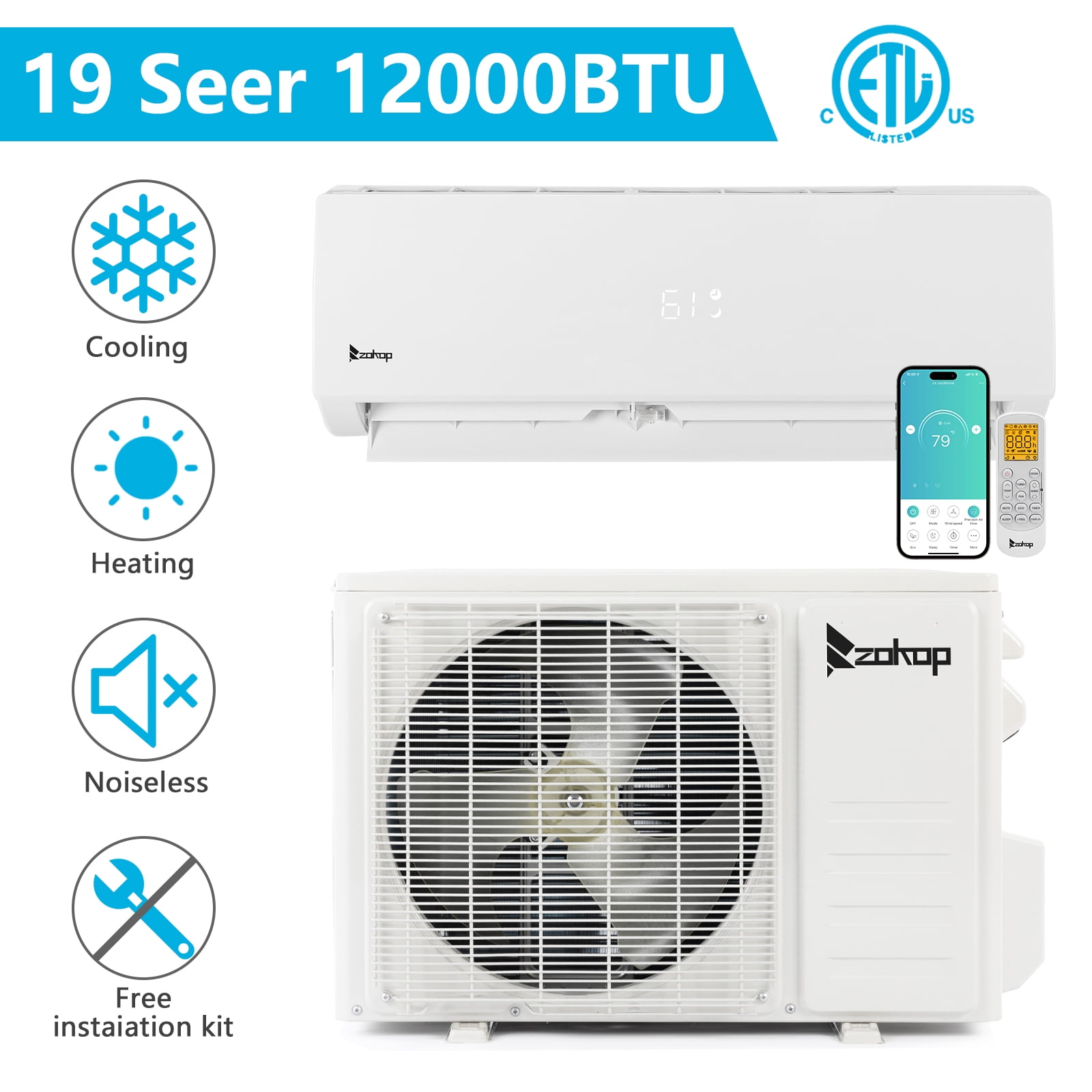 UbesGoo 12000BTU 19 Seer 230V Ductless Mini Split Air Conditioner ...
