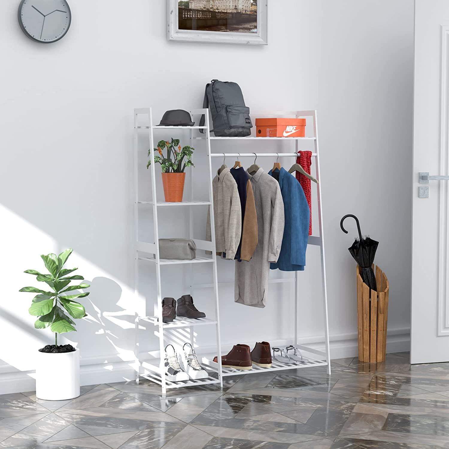Ubesgoo Bamboo Heavy Duty Garment Rack Clothes Rack Freestanding Closet ...