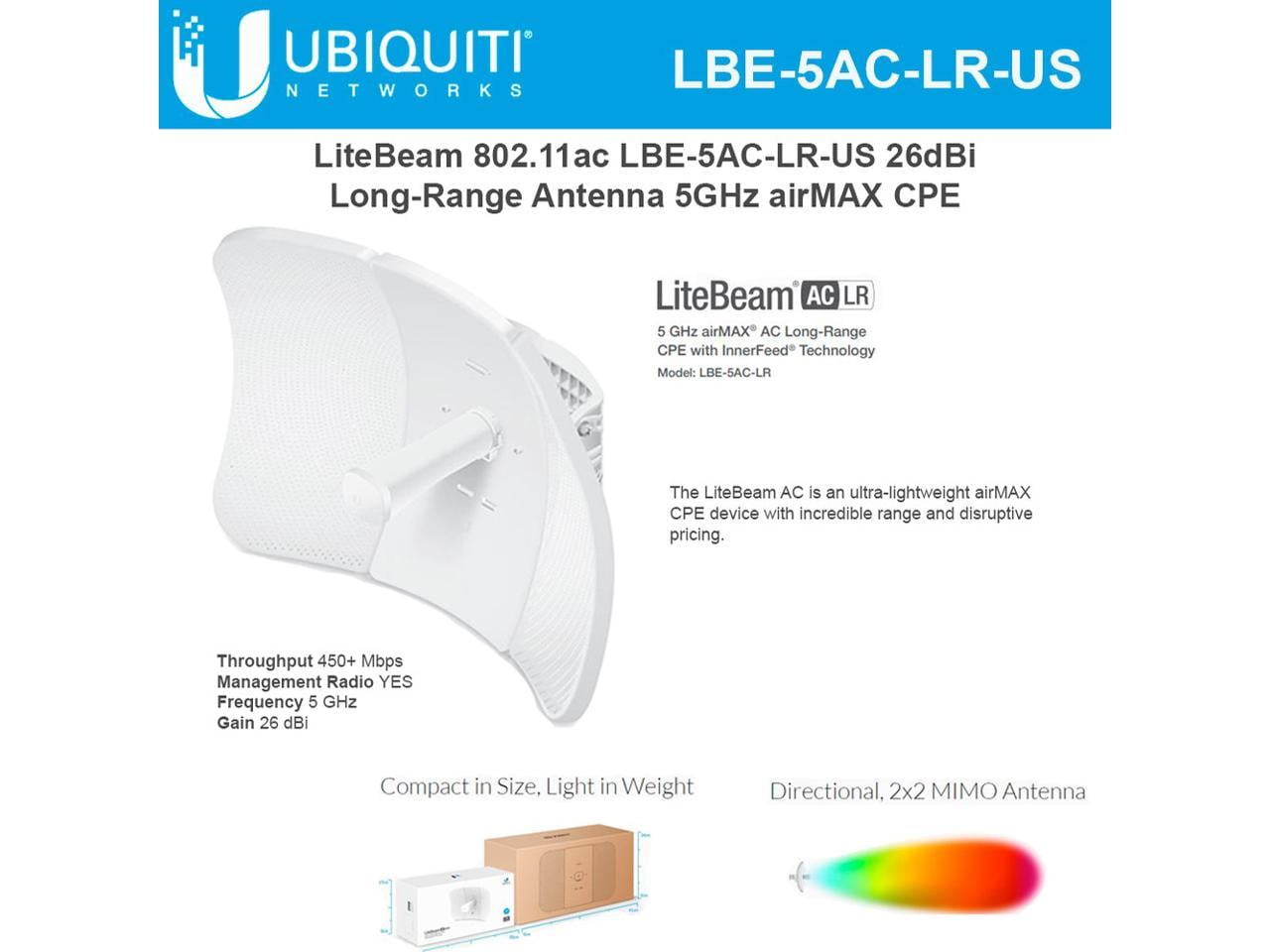 Ubiquiti Networks - LBE-5AC-LR-US - Ubiquiti LiteBeam AC Gen2 LBE-5AC ...