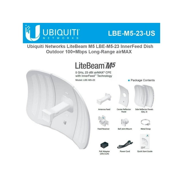 Ubiquiti Networks LBE-M5-23-US LiteBeam M5, Long-Range, Lightweight airMAX CPE - Walmart.com