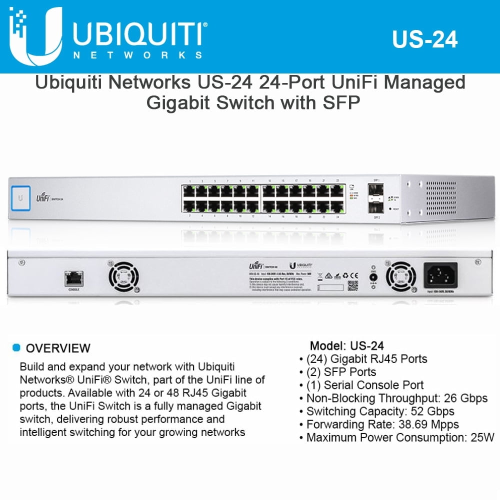 Ubiquiti US-24 Unifi Switch, White - Walmart.com