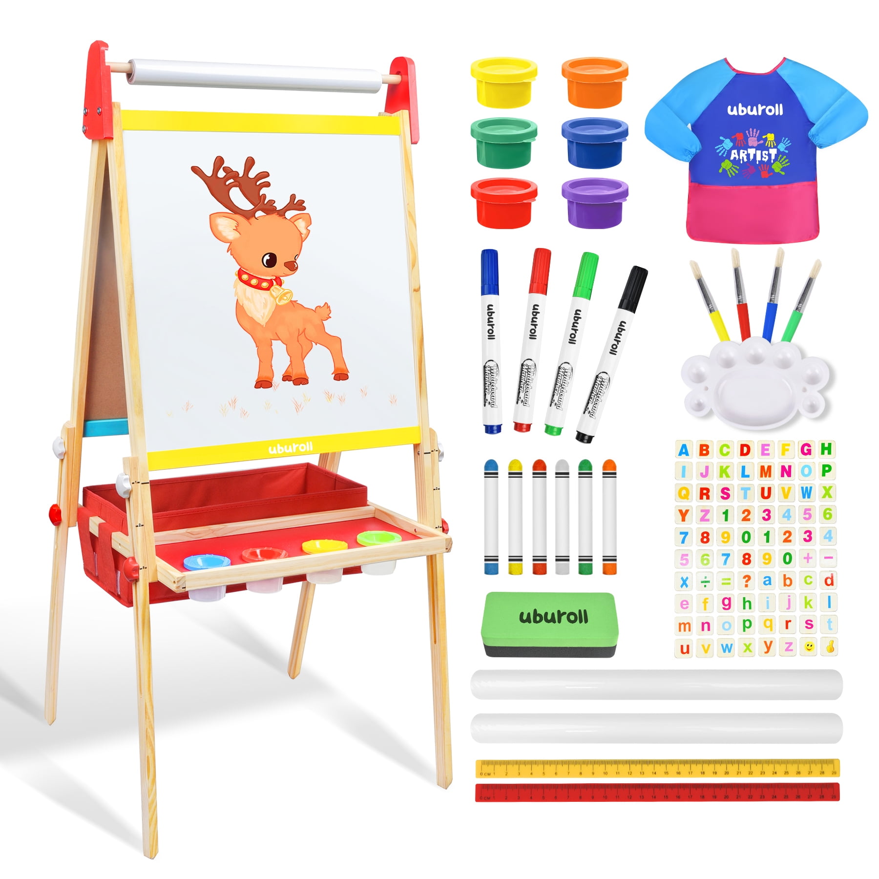 Uburoll Art Easel for Kids, Adjustable Standing Kids Easel with ...
