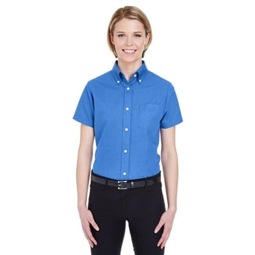 Harriton Ladies' Short-Sleeve Oxford With Stain-Release, Style M600SW ...