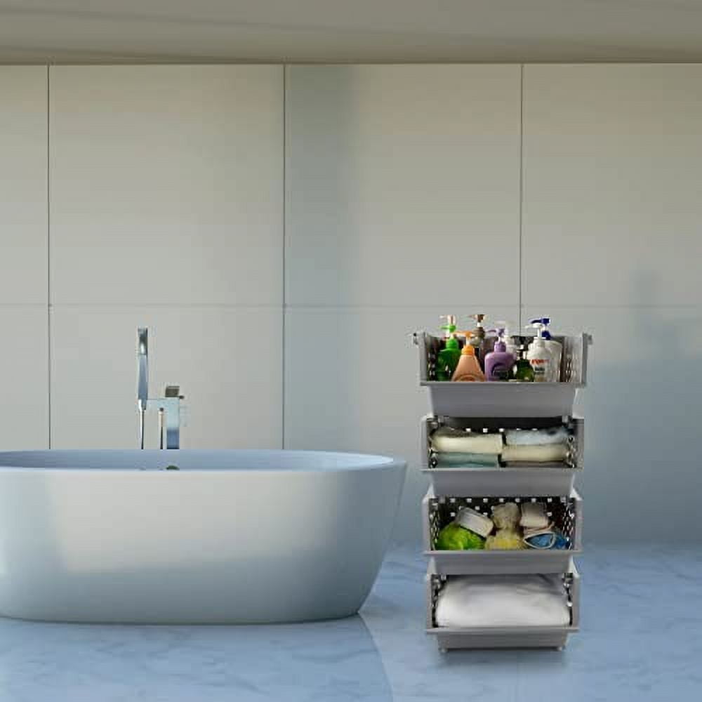 Ucake 4 Pack Stackable Detachable Storage Baskets, Stacking Bins for ...