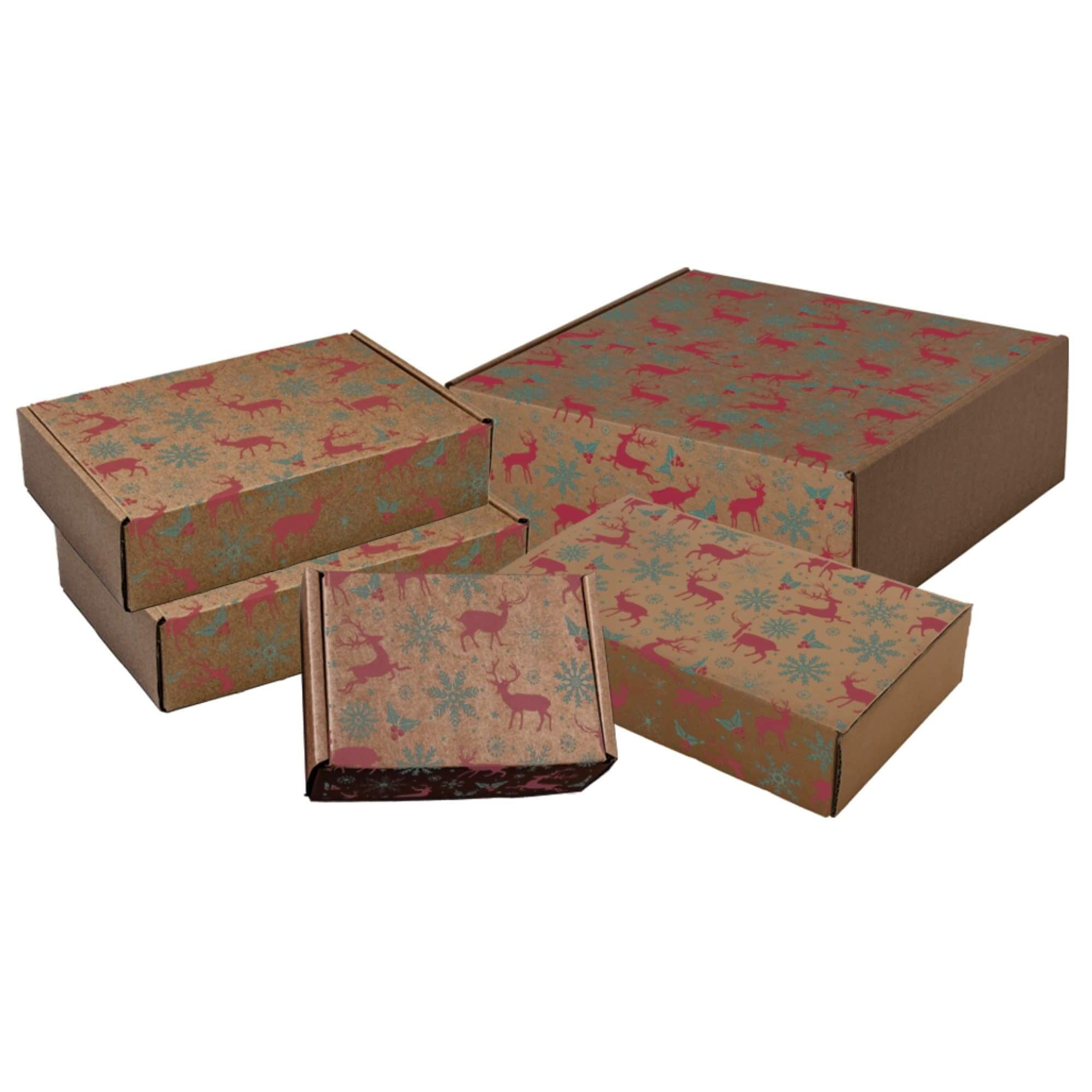 Ucanpack Christmas Boxes With Lids 8¼ x 6 x 3¾" - Vintage Reindeer ...