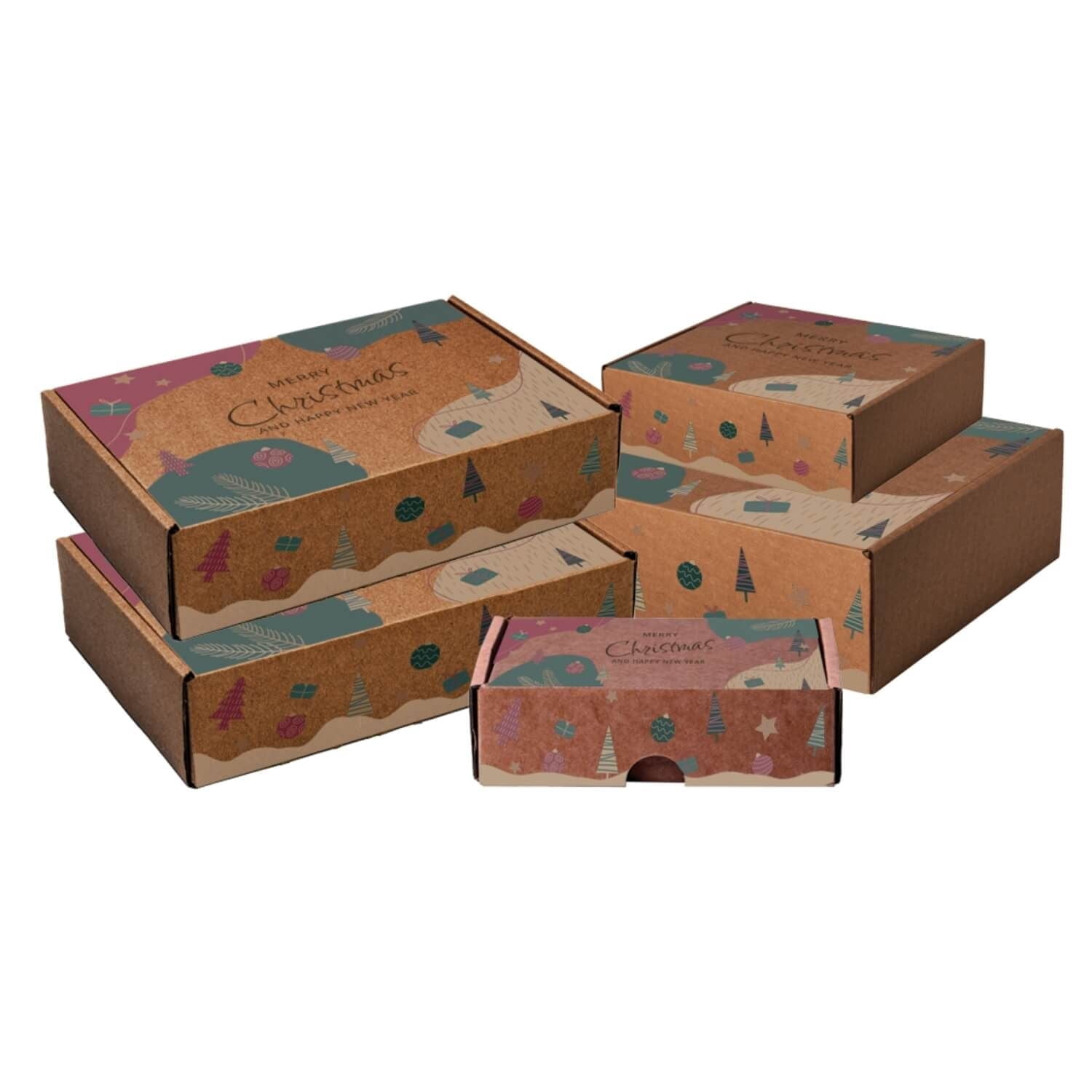 Ucanpack Christmas Boxes With Lids 8 x 8 x 6" - Abstract Xmas Printed ...