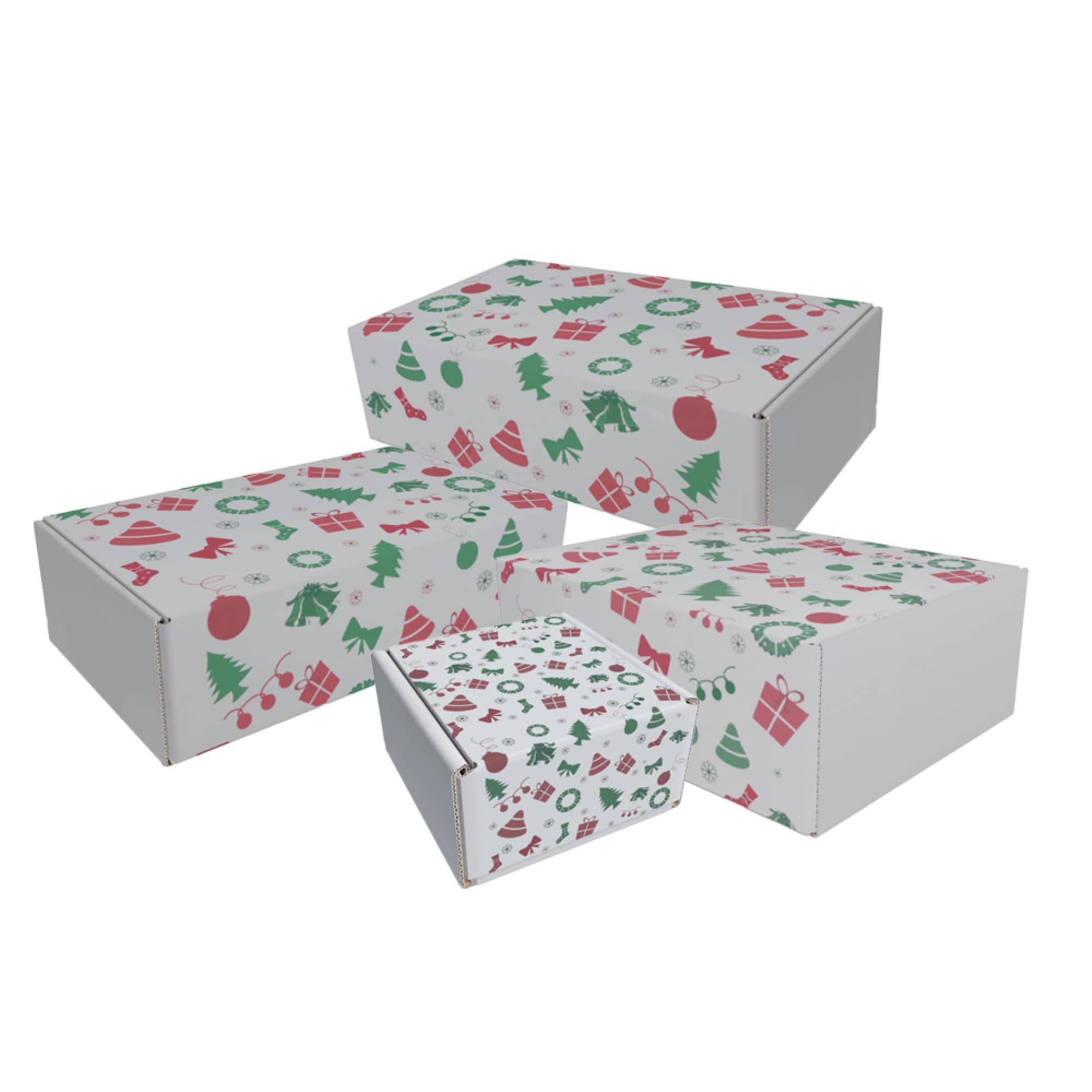 Ucanpack Christmas Mailing Boxes 4 x 4 x 2" - Xmas Trees Printed ...