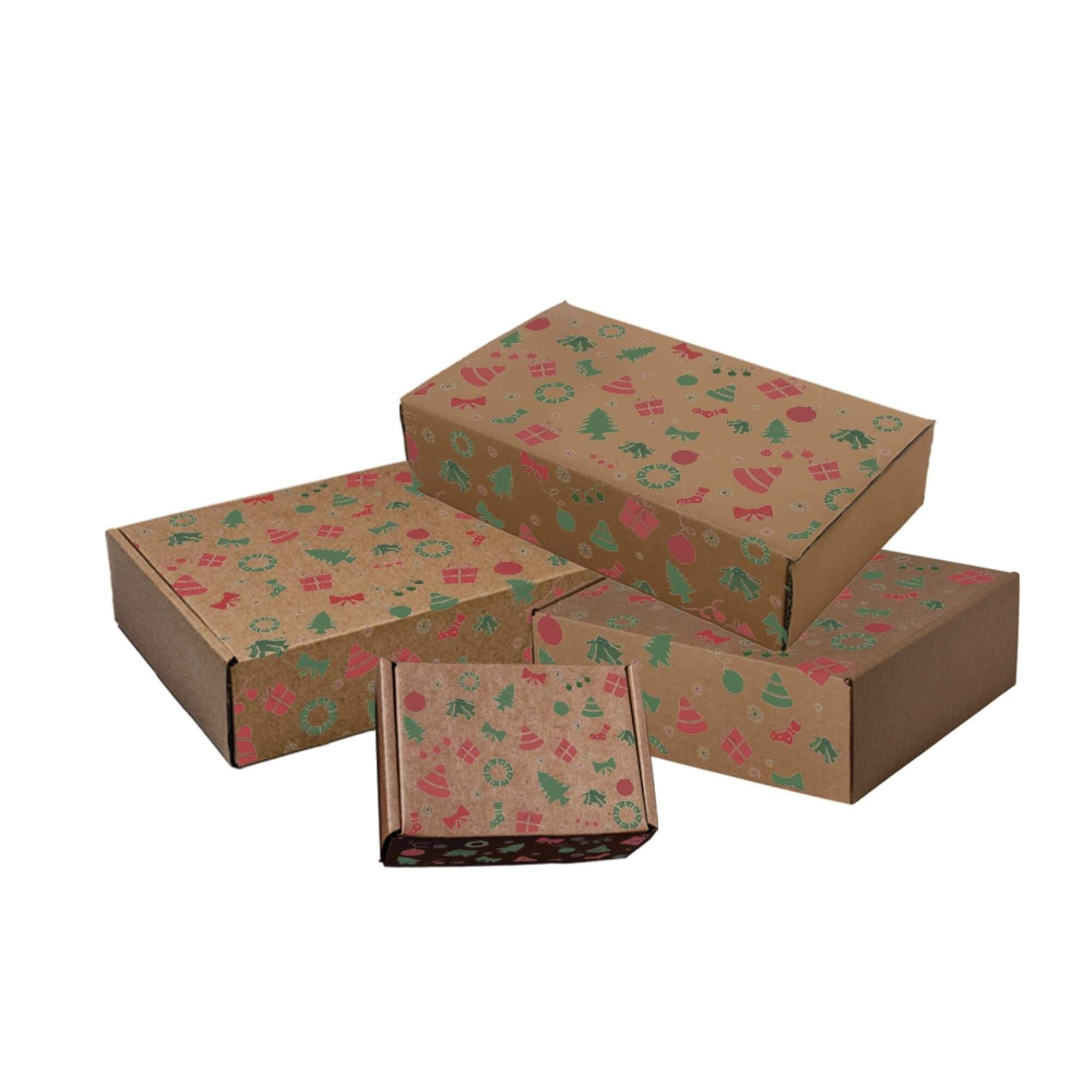 Ucanpack Christmas Mailing Boxes 6 x 6 x 6" - Xmas Trees Printed ...