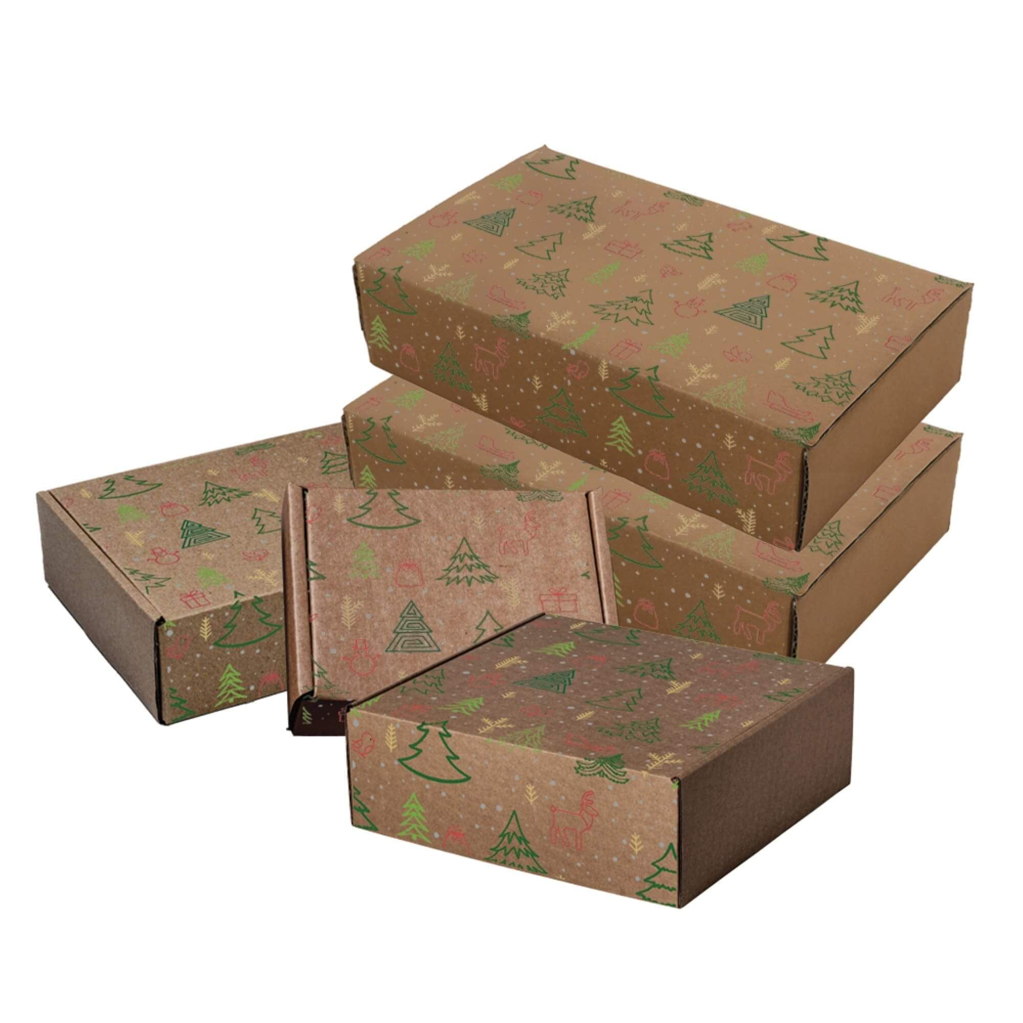 Ucanpack Christmas Packing Boxes 6 x 6 x 2" - Winter Forest Printed ...