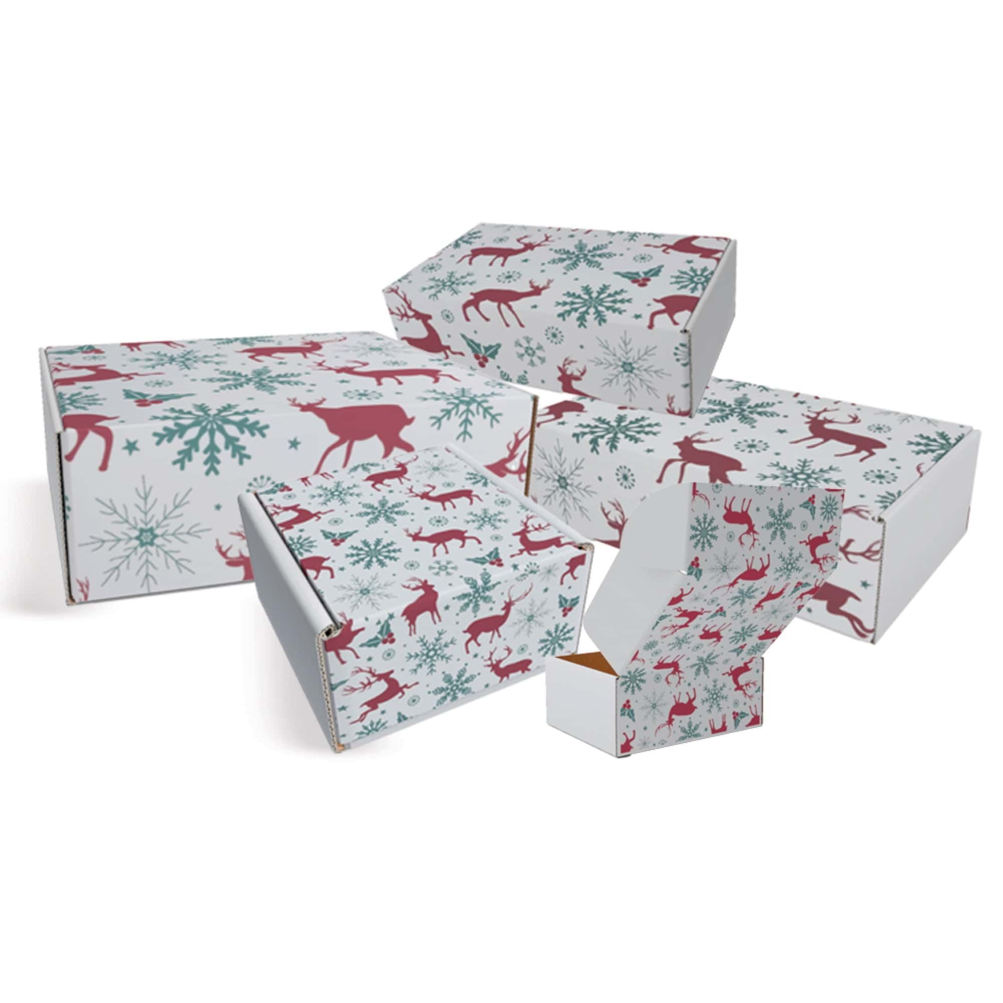 Ucanpack Cute Christmas Boxes 4 x 4 x 3" - Vintage Reindeer Printed ...