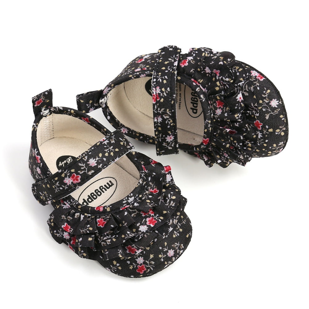 Uccdo 0-18M Baby Girls Floral Print Flats Newborn Princess Ruffled ...