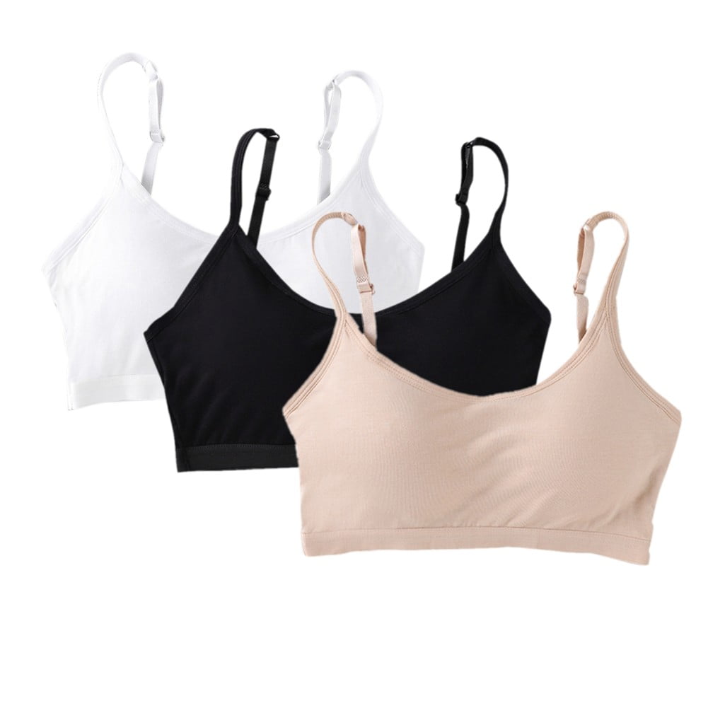 Uccdo 10-18T Girls Adjustable Solid Training Bra Sets Wireless Crop ...